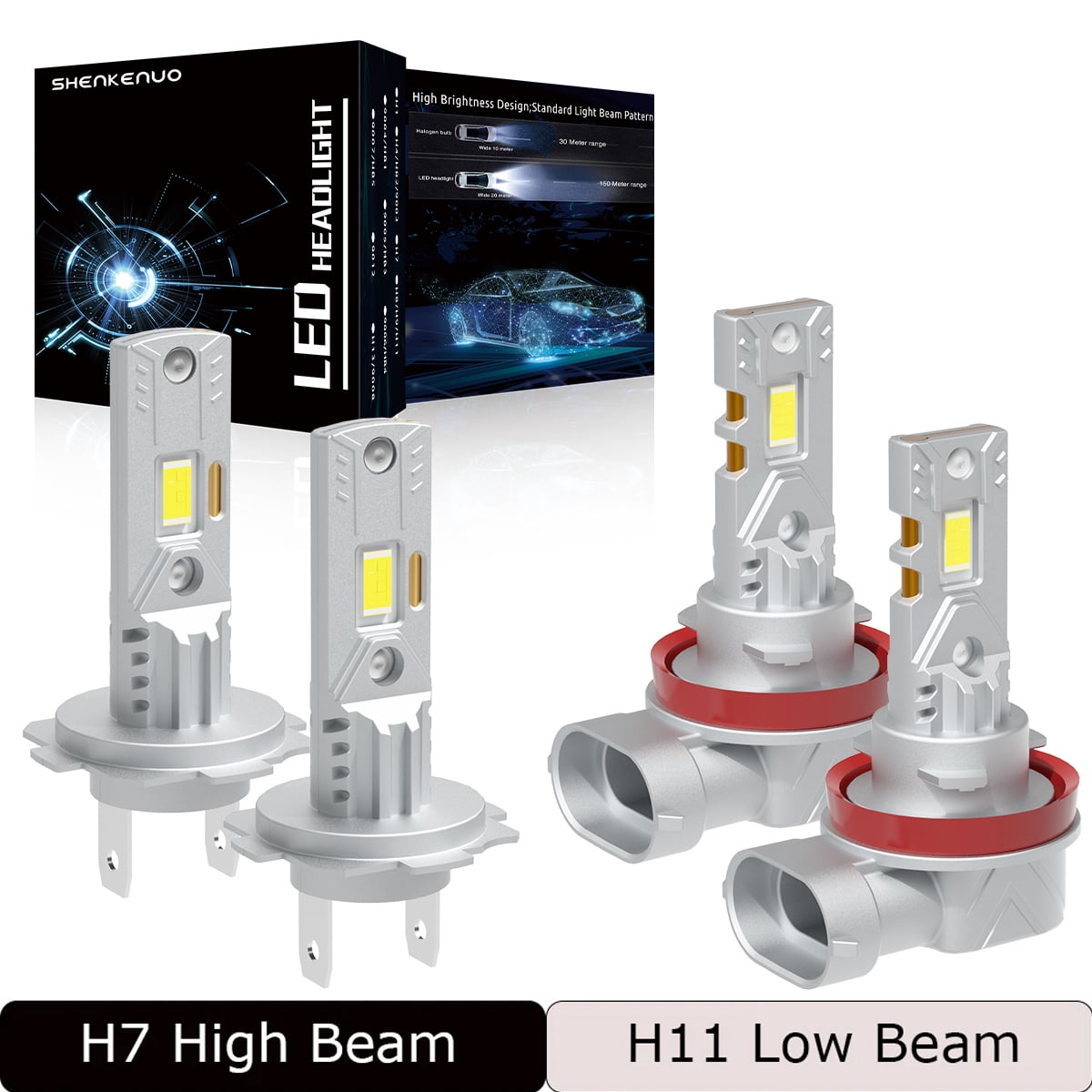 HMCYCI H11+H7 for Suzuki Hayabusa GSX1300R 2008-2017 White Led ...