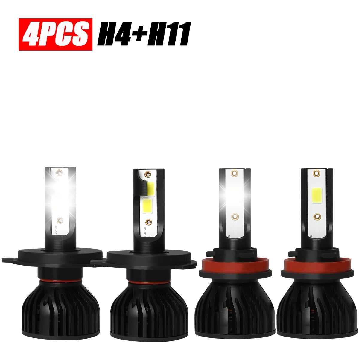 HMCYCI H4 H11 LED Headlight High Low Dual Beam Bulbs Fog Lights For ...