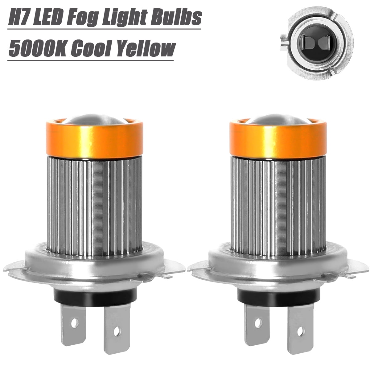HMCYCI H7 LED Fog Light DRL Bulbs Fanless Noiseless H7 Halogen ...