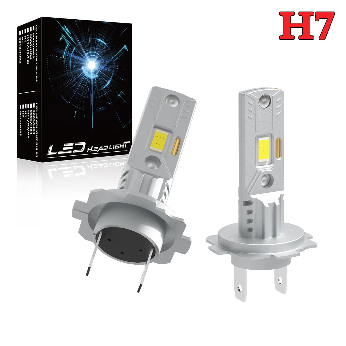 HMCYCI H7 LED Headlight Bulbs, 9600LM 800% Super Brighter H7 LED Lights ...