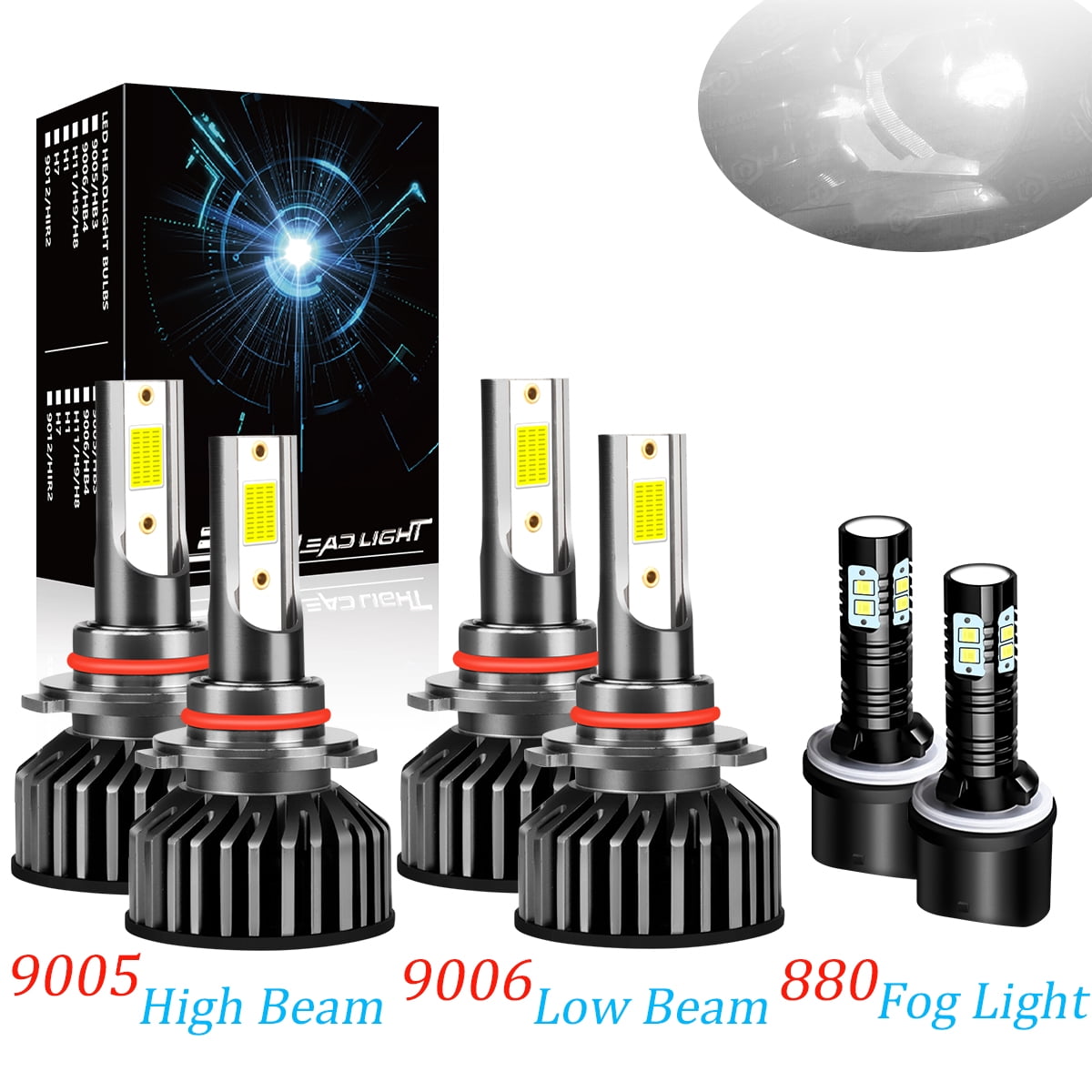 HMCYCI LED Headlight Fit for Chevy Impala 2000 2004 2005, 9005 High ...