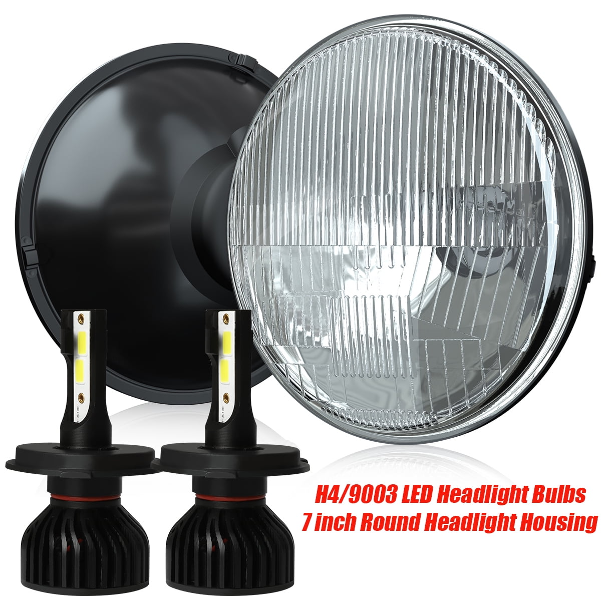 HMCYCI Pair 7" Inch Round LED Headlights High Low Beam Fit Ford F1 1948 ...