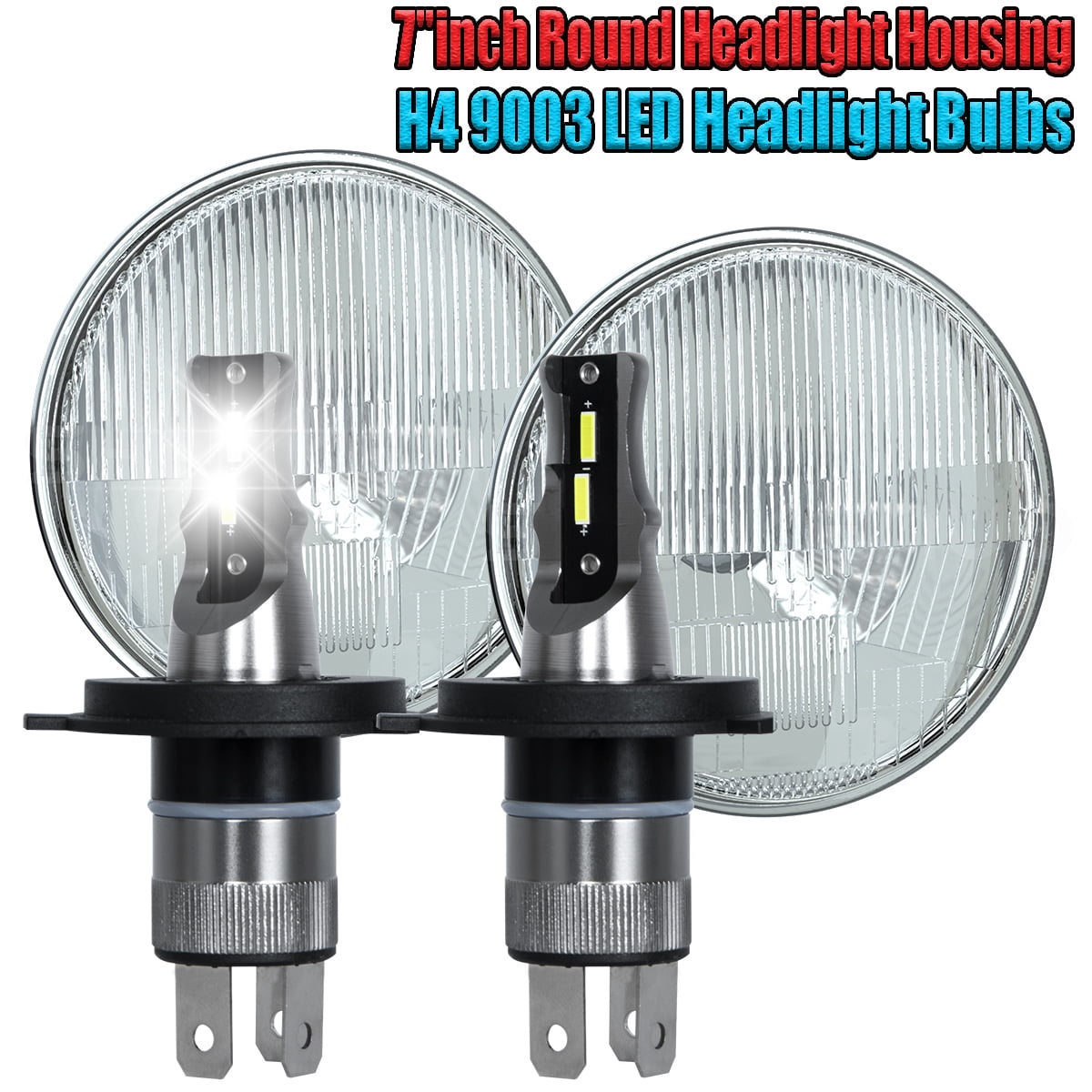 HMCYCI Pair 7" inch Round LED Headlights High Low Beam fit for Mack ...
