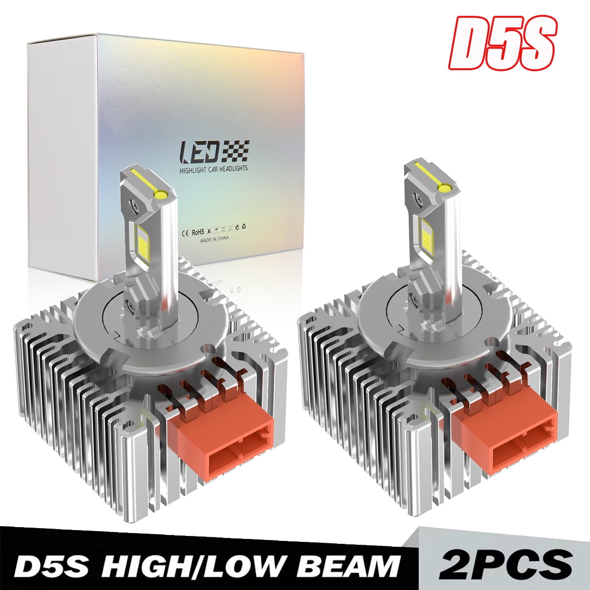 HMCYCI Pair D5S LED Headlight Bulbs High-Low Beam for FORD TRANSIT ...