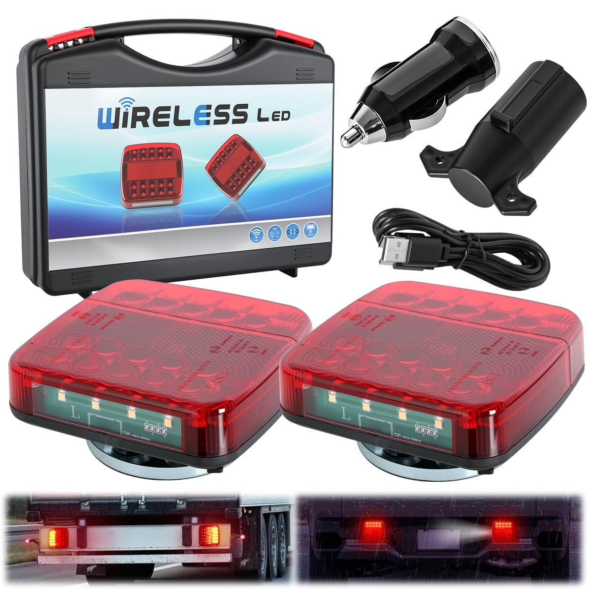 HMCYCI Wireless Led Rear Tail Lights Battery Operated USB Magnetic Tow ...