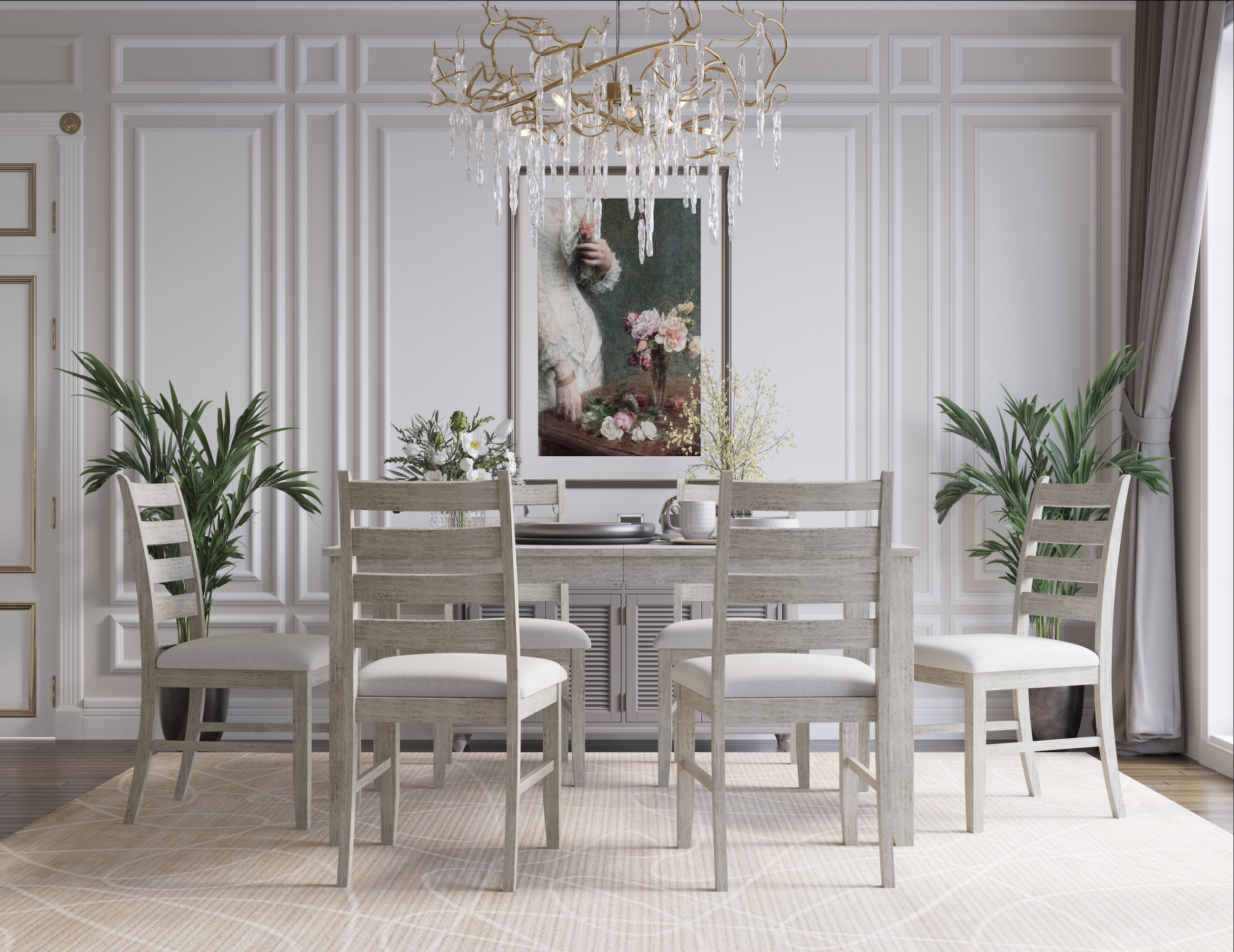 Home Design Cindy 7-Piece Dining Set with Rectangular Table and 6 ...