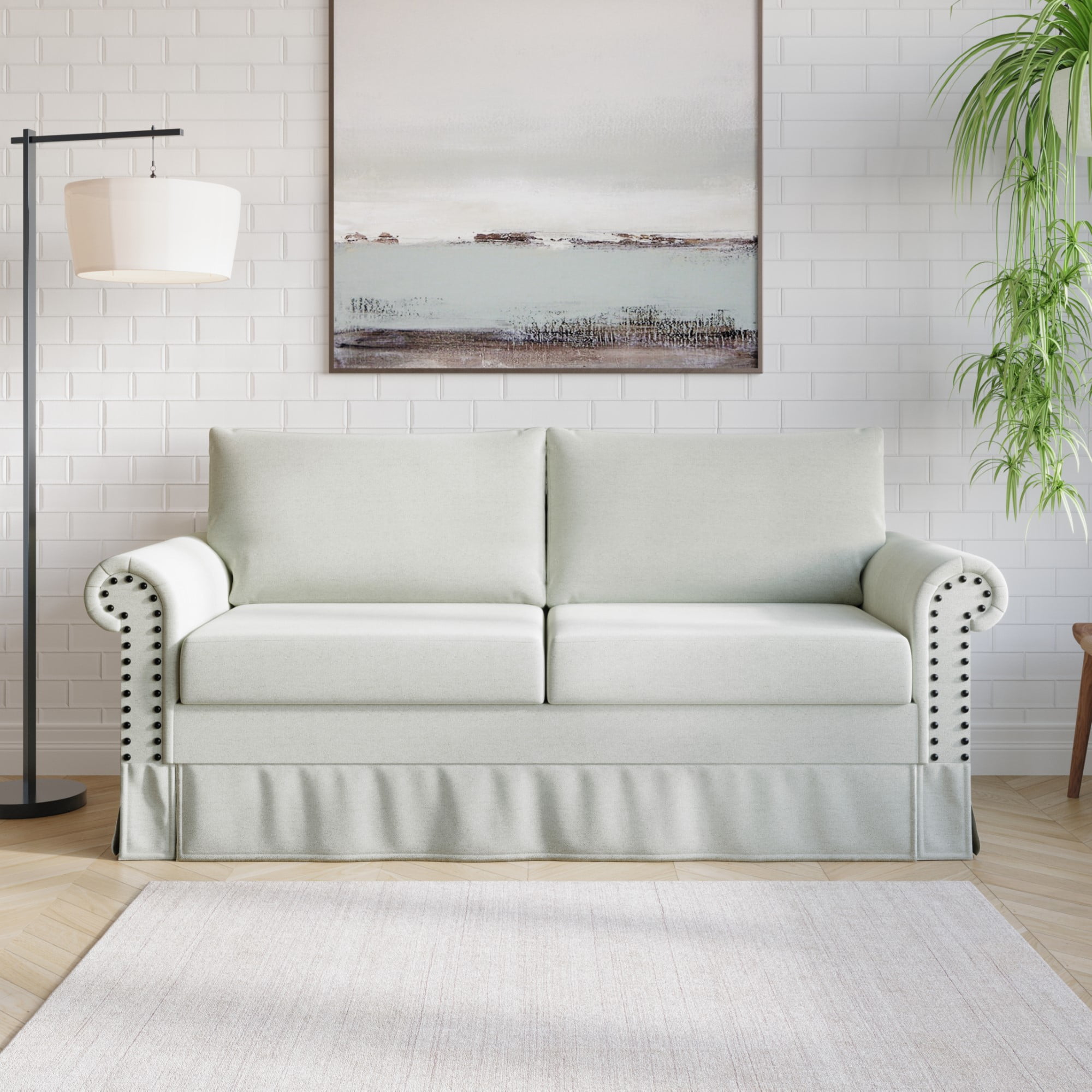 Home Design Emerson Rolled Arm 3-Seater Sofa, Upholstered with Nailhead ...