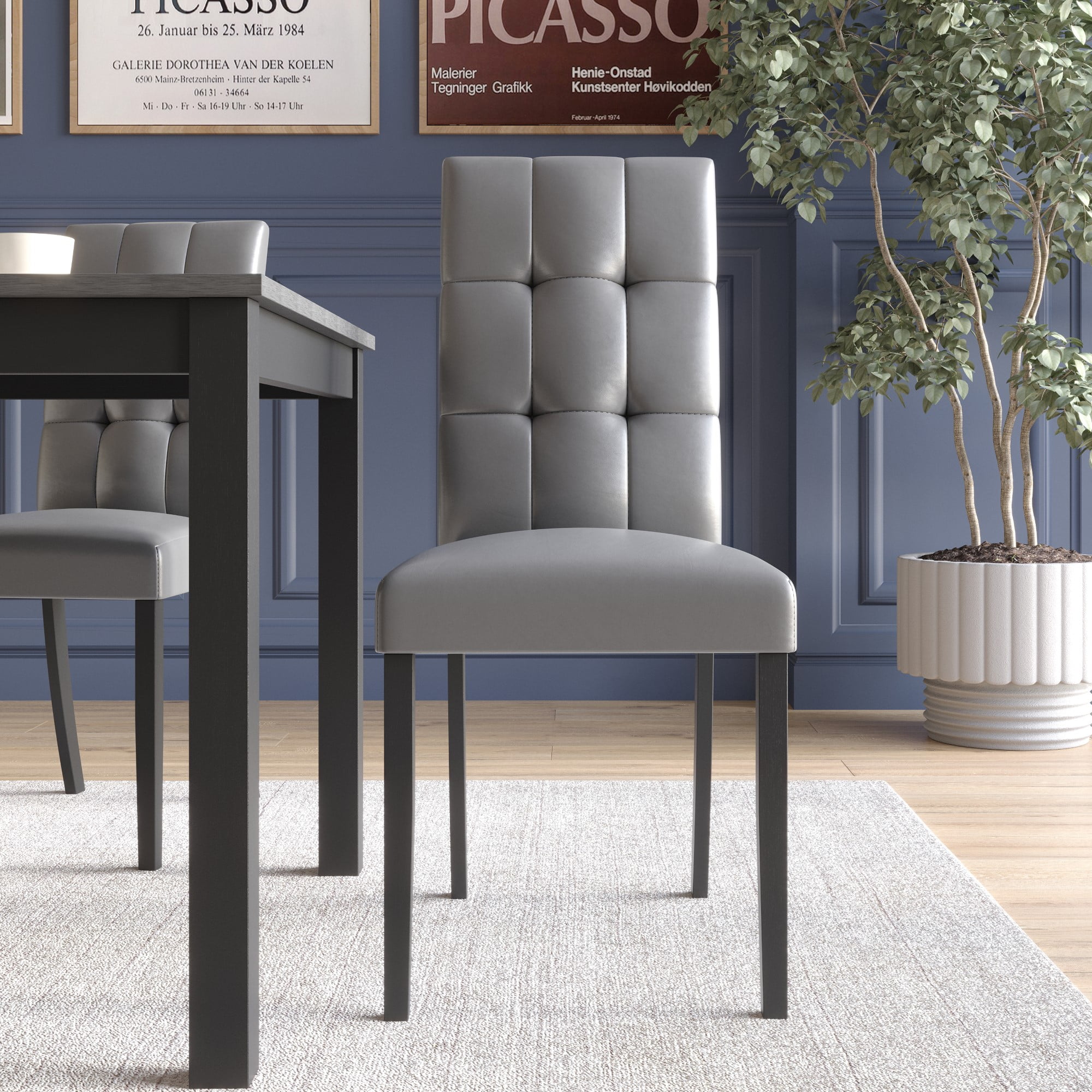 HMD Ethan Dining Chair (Set of 4), PU Gray/Black - Walmart.com