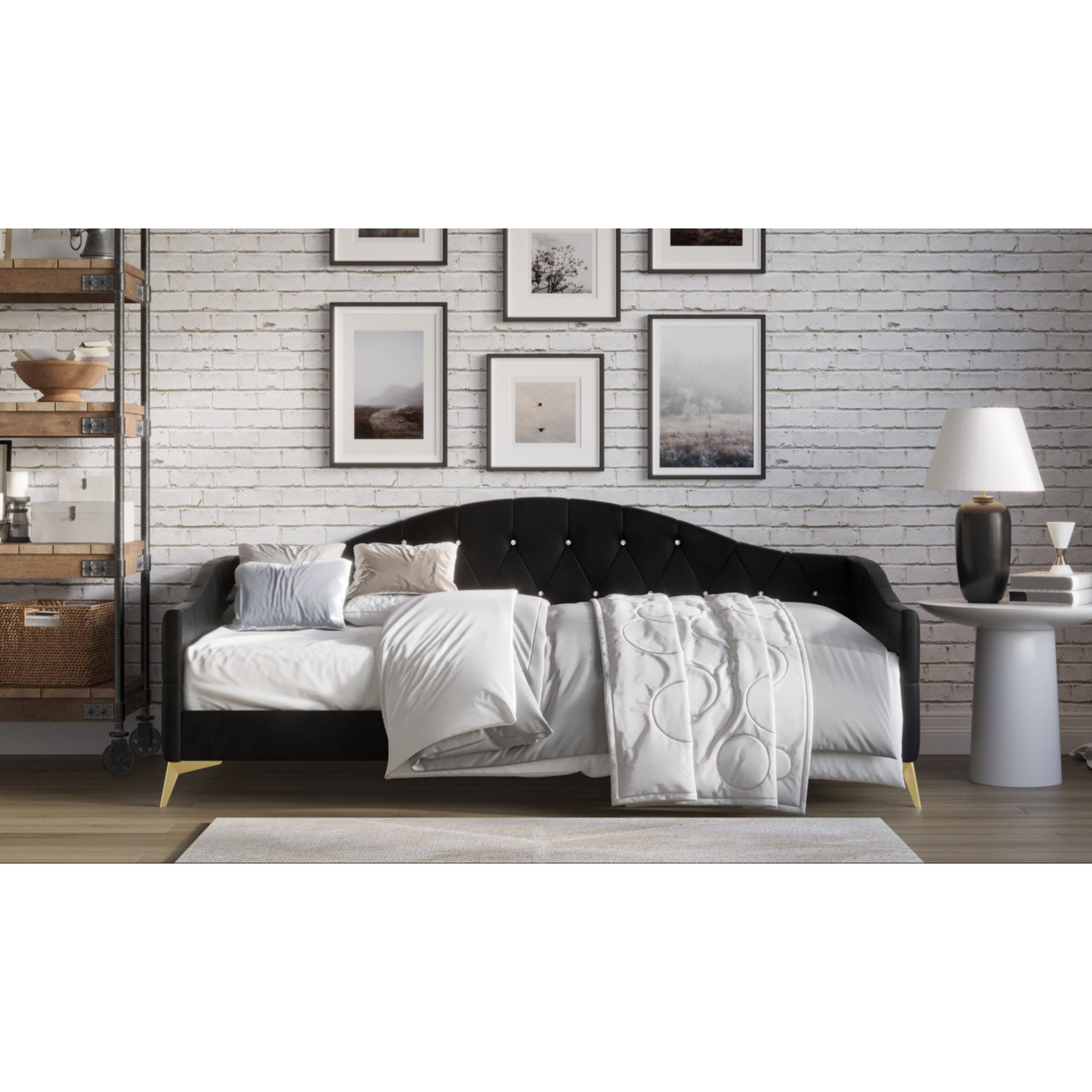 HMD Hemnes Modern Upholstered Twin Daybed for Adults, Black - Walmart.com