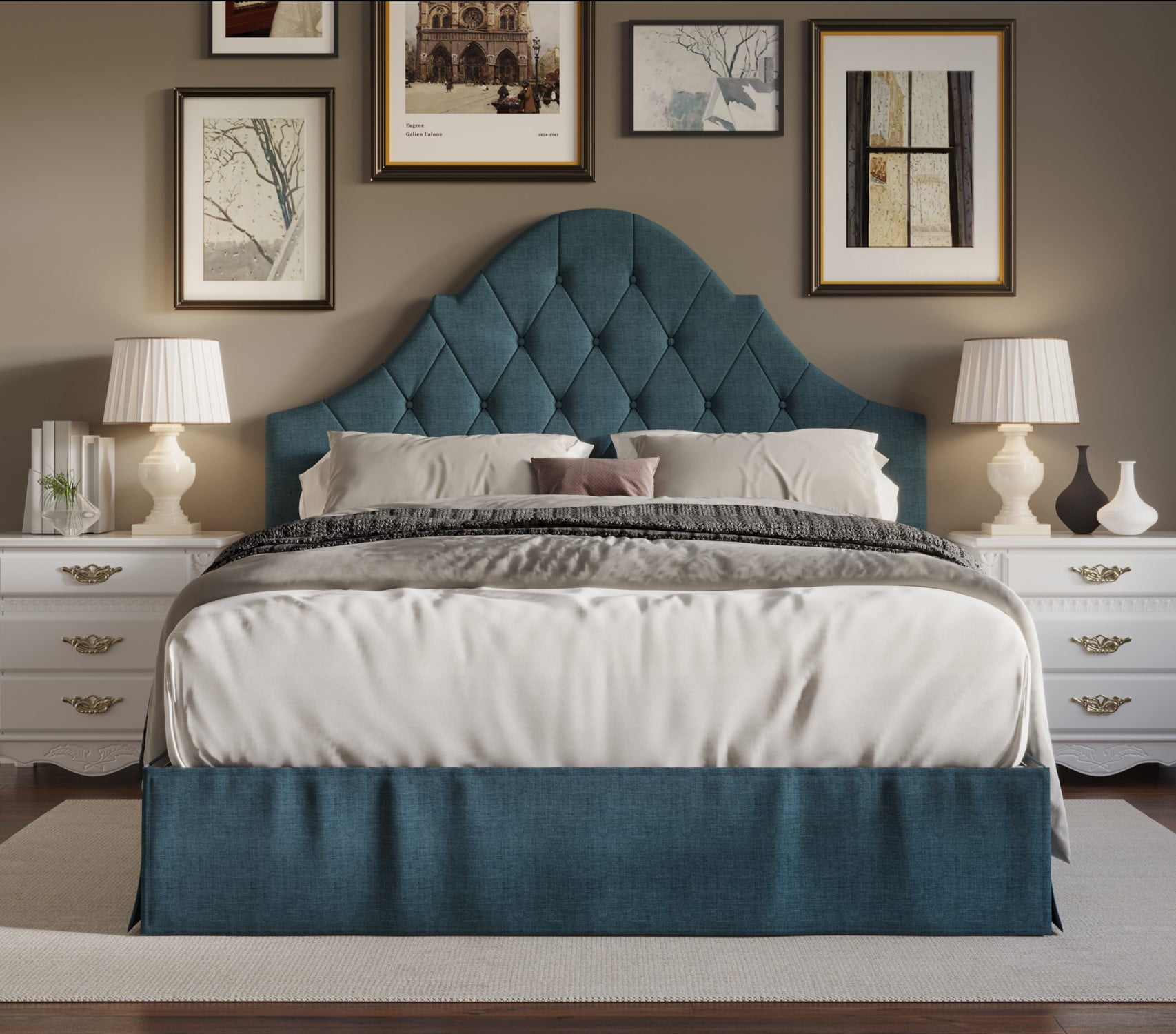 HMD Isabella Full Tufted Upholstered Panel Bed, Denim Blue - Walmart.com