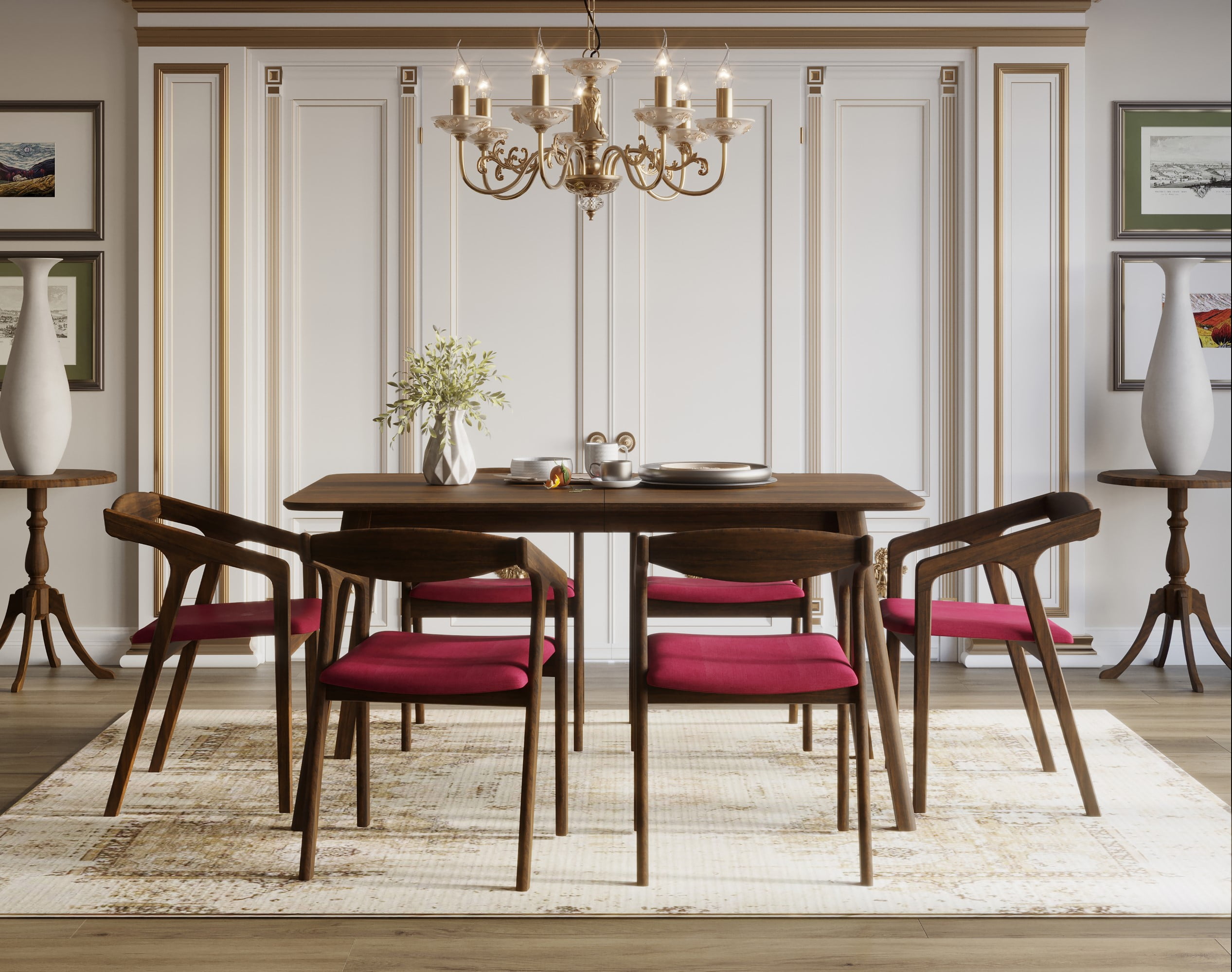 HMD Joplin Dining Set, Brown, Red/Brown - Walmart.com