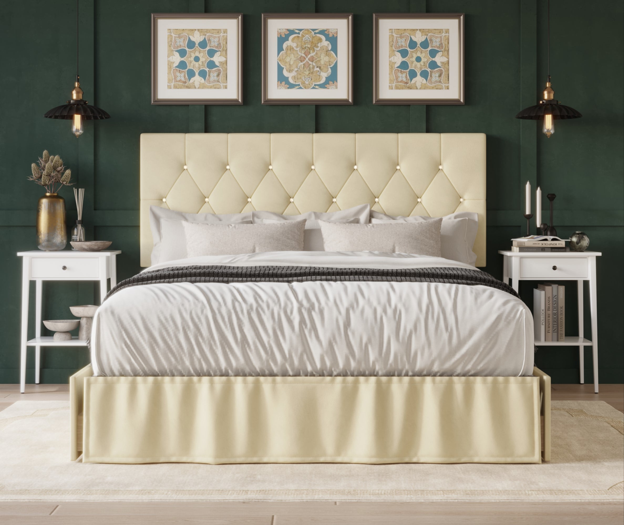 Home Design Jovita Queen Tufted Upholstered Storage Panel Bed Frame ...