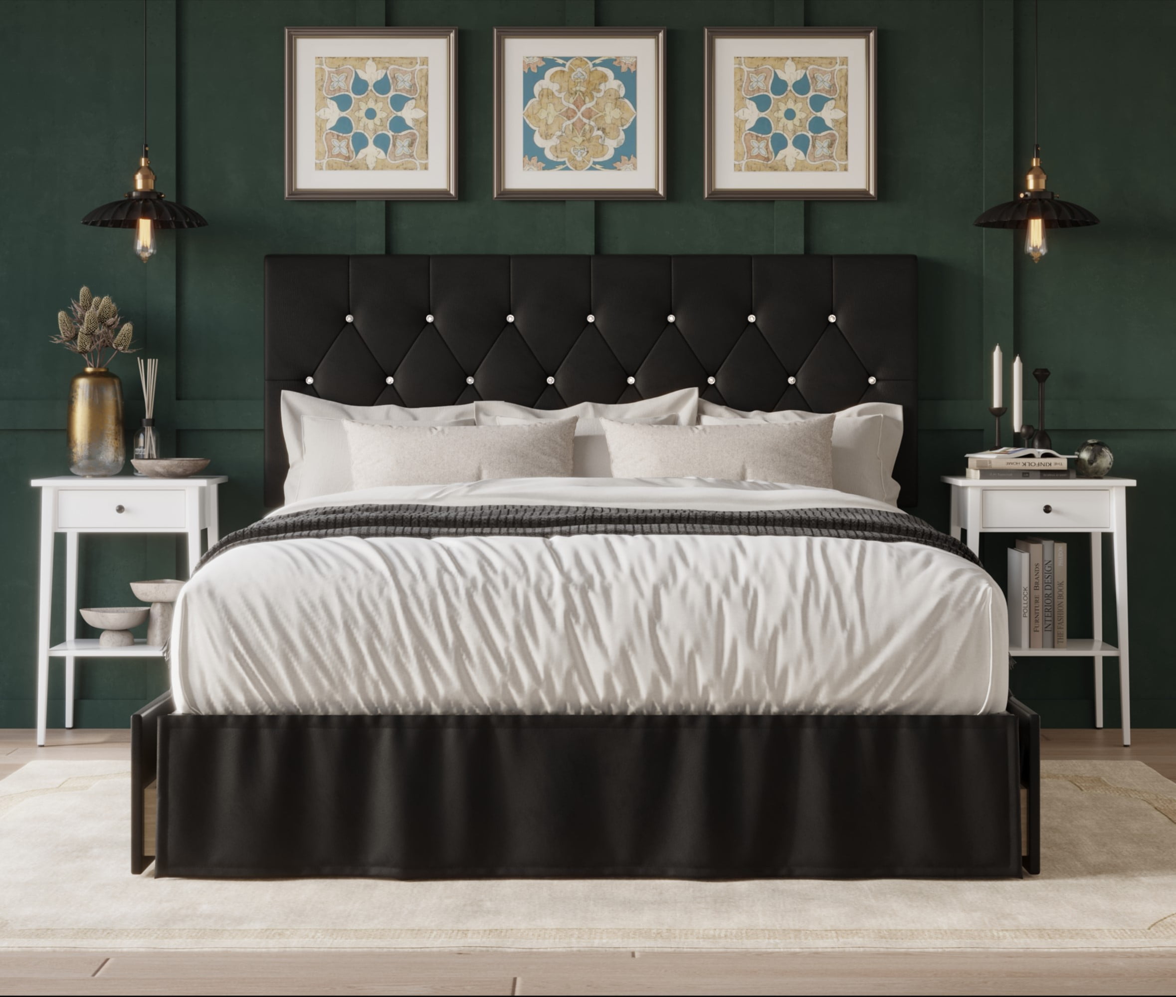 Home Design Jovita Queen Tufted Upholstered Storage Panel Bed Frame ...