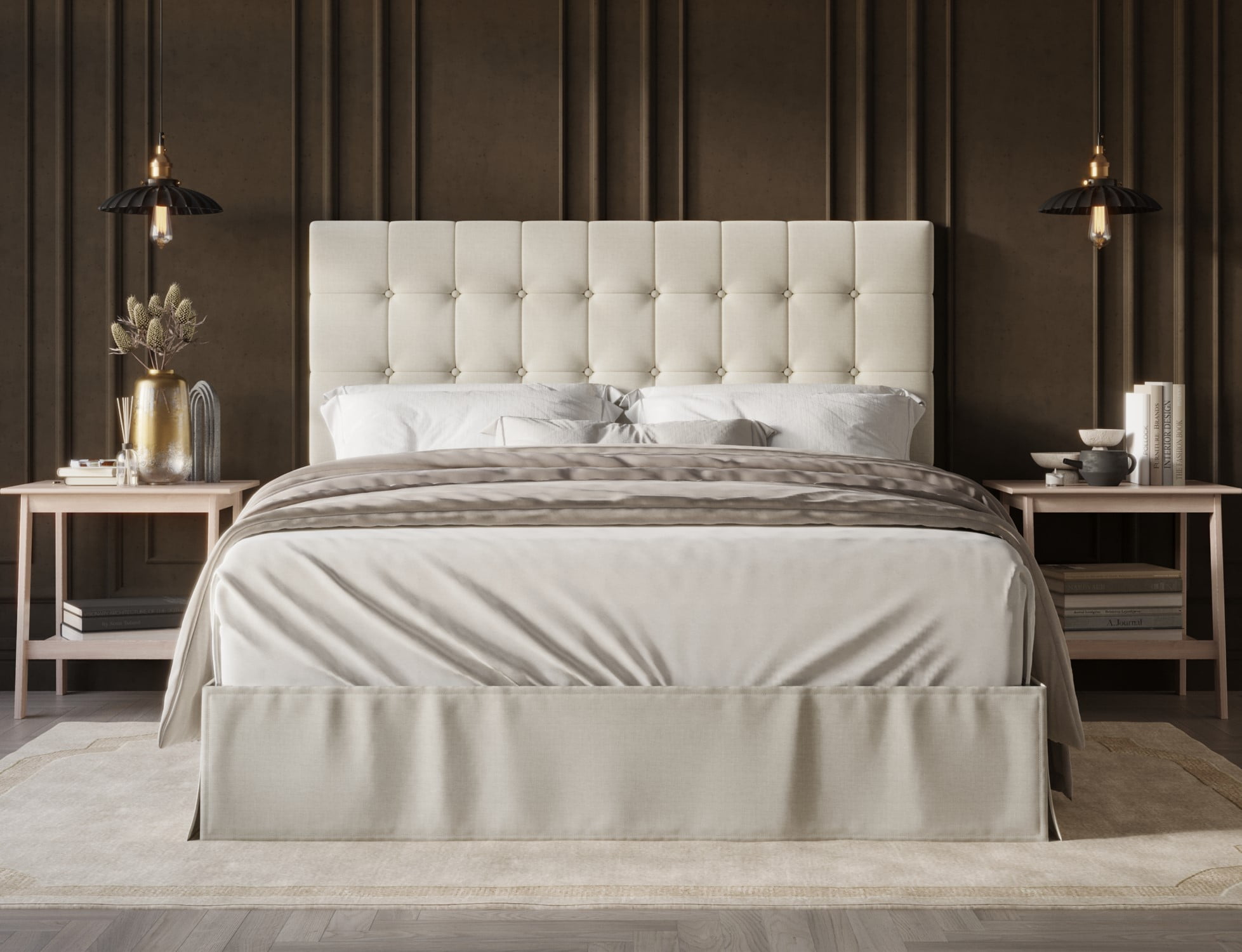 Home Design Larry King Tufted Upholstered Panel Bed Frame with Button ...