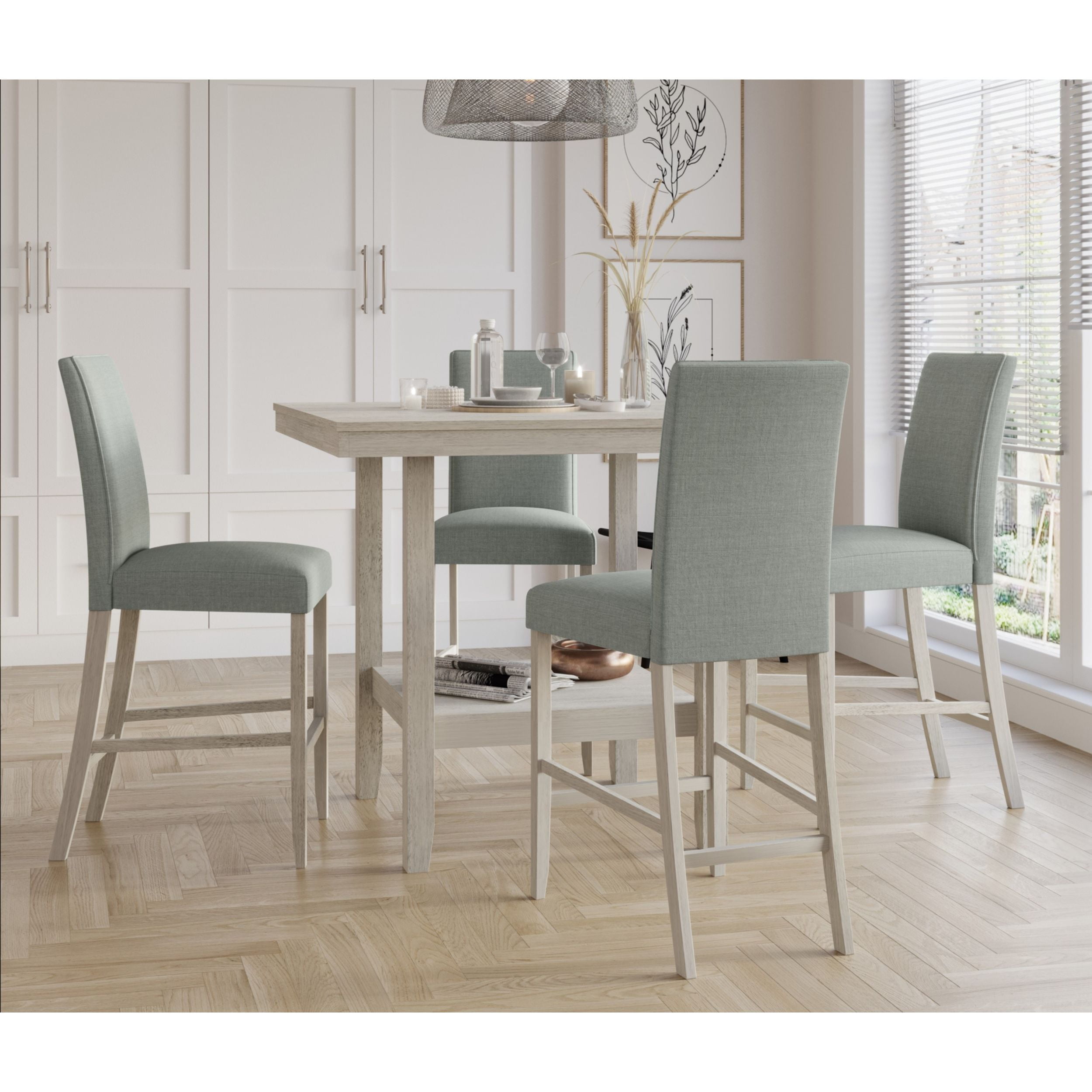 HMD Macon 5 Piece Counter Height Dining Set, Antique Gray, Square Room ...