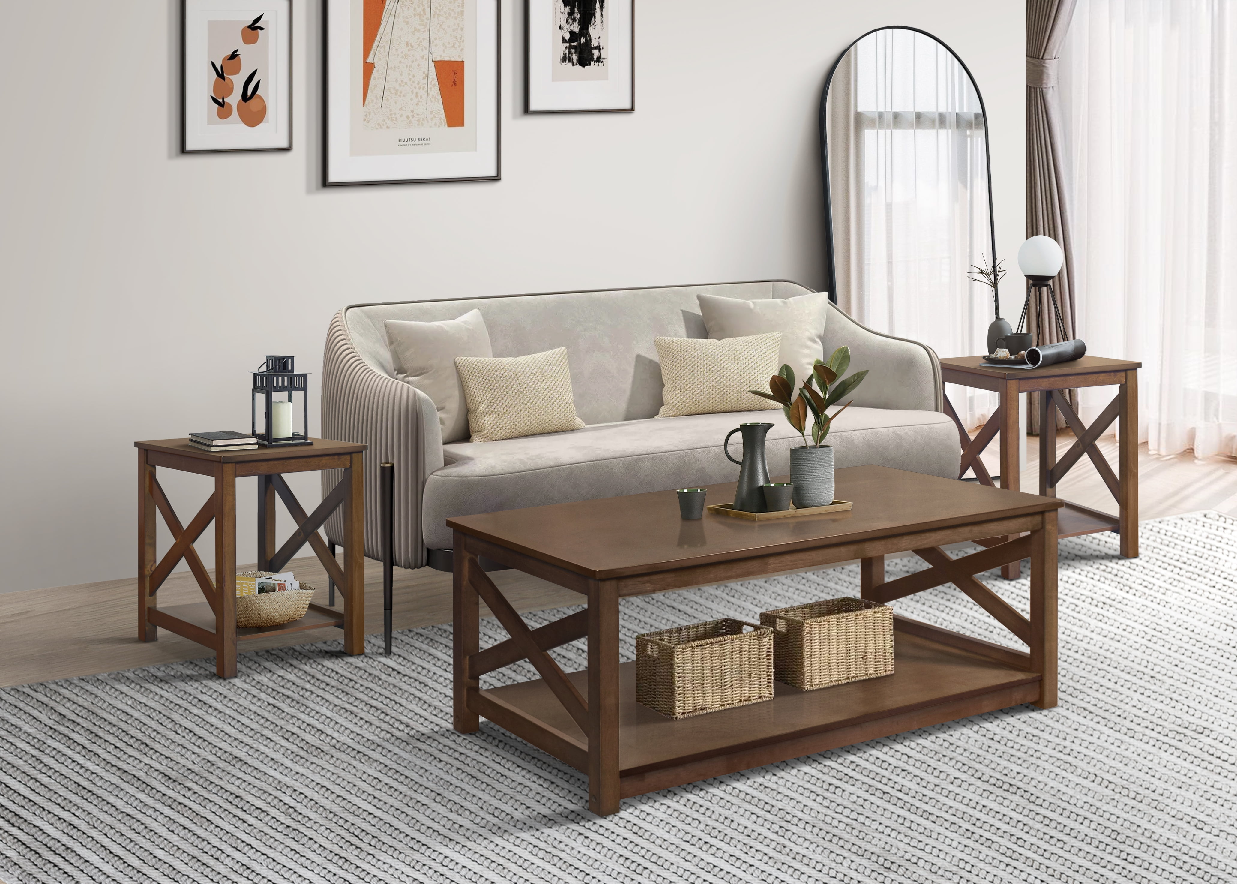 Home Design Novato 3-Piece Coffee Table Set with Rectangular Coffee ...