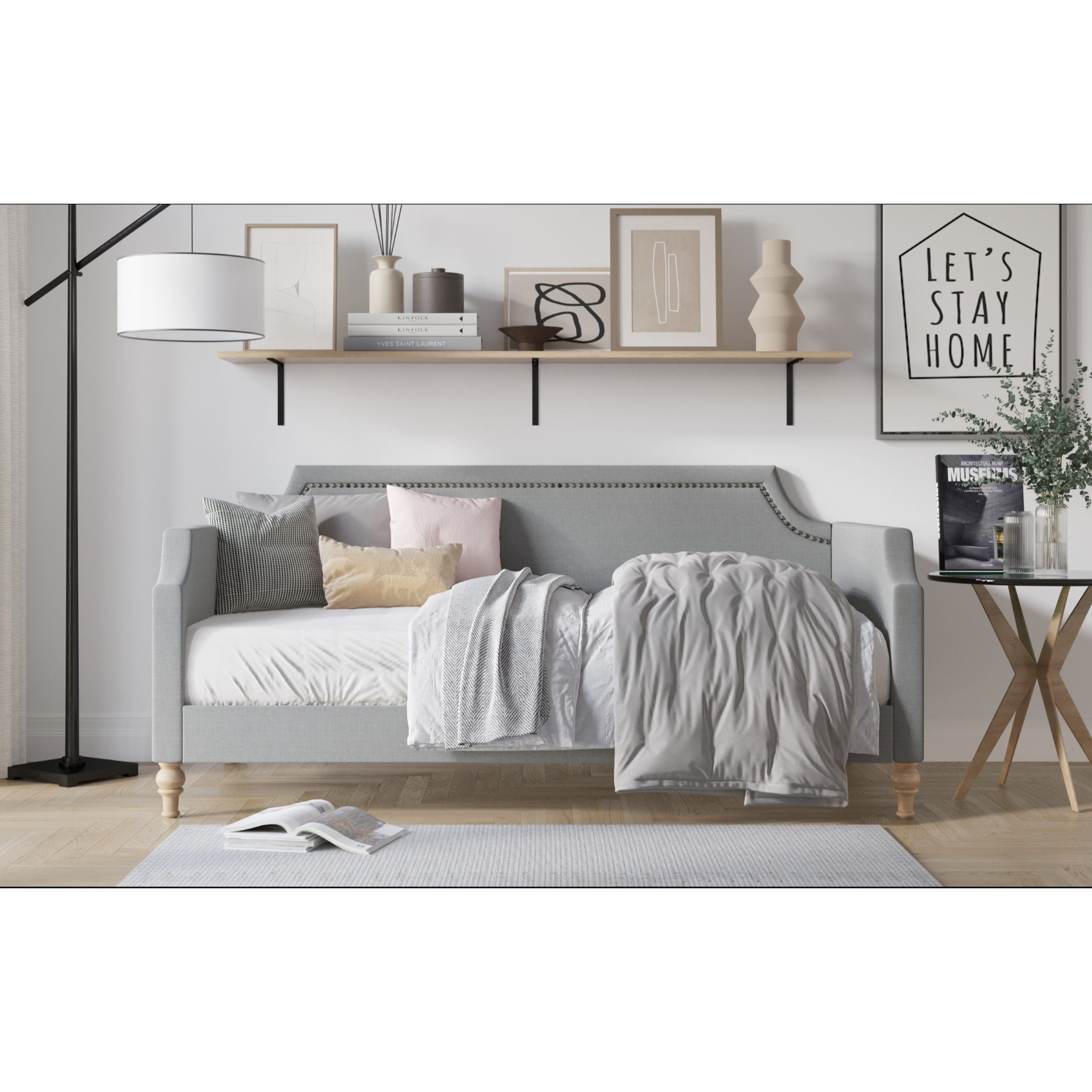 HMD Pita Twin Size Upholstered Daybed for Adults, Gray - Walmart.com