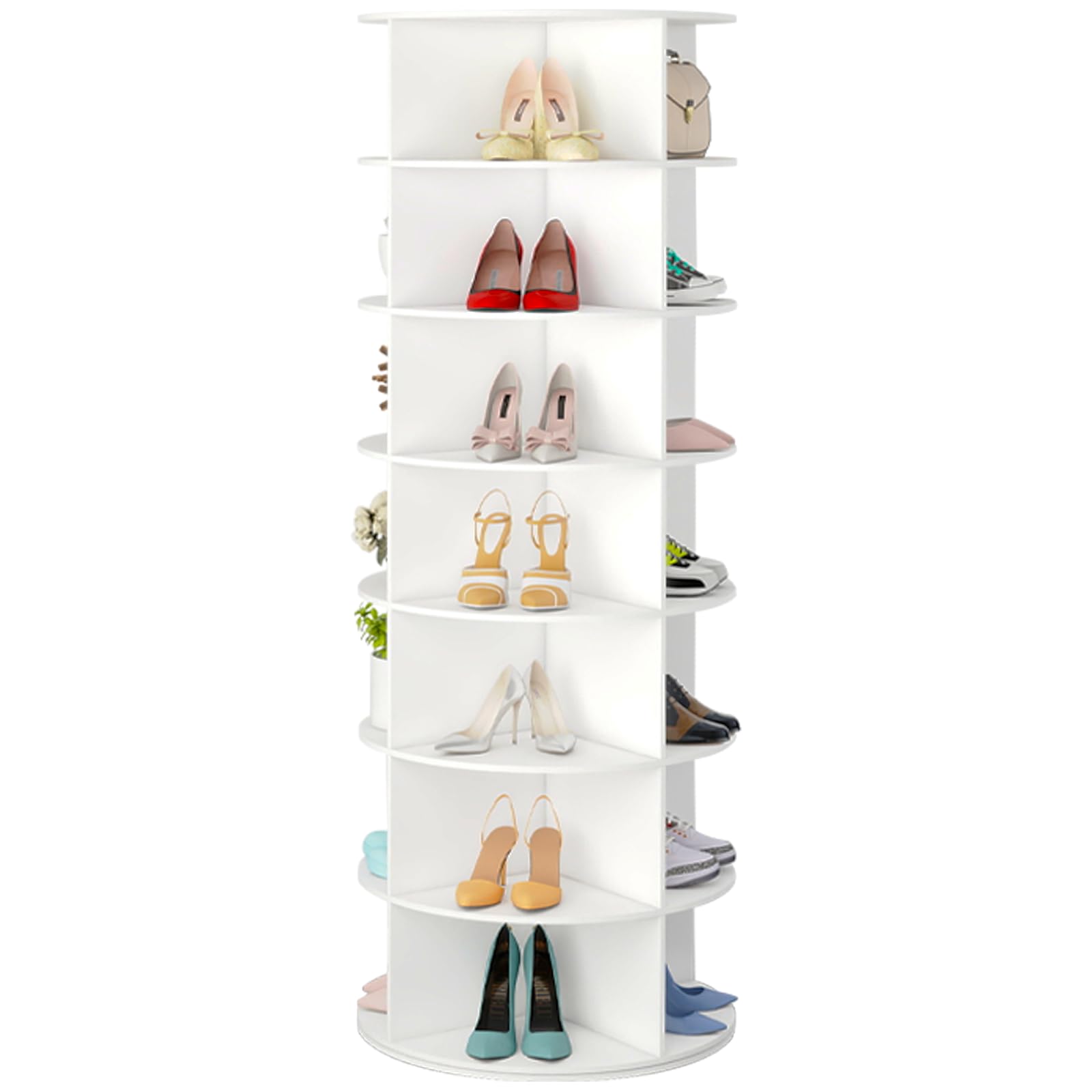 HMEEN 7 Tier Rotating Shoe Rack Tower, Easily Assembled Lazy Susan Shoe ...