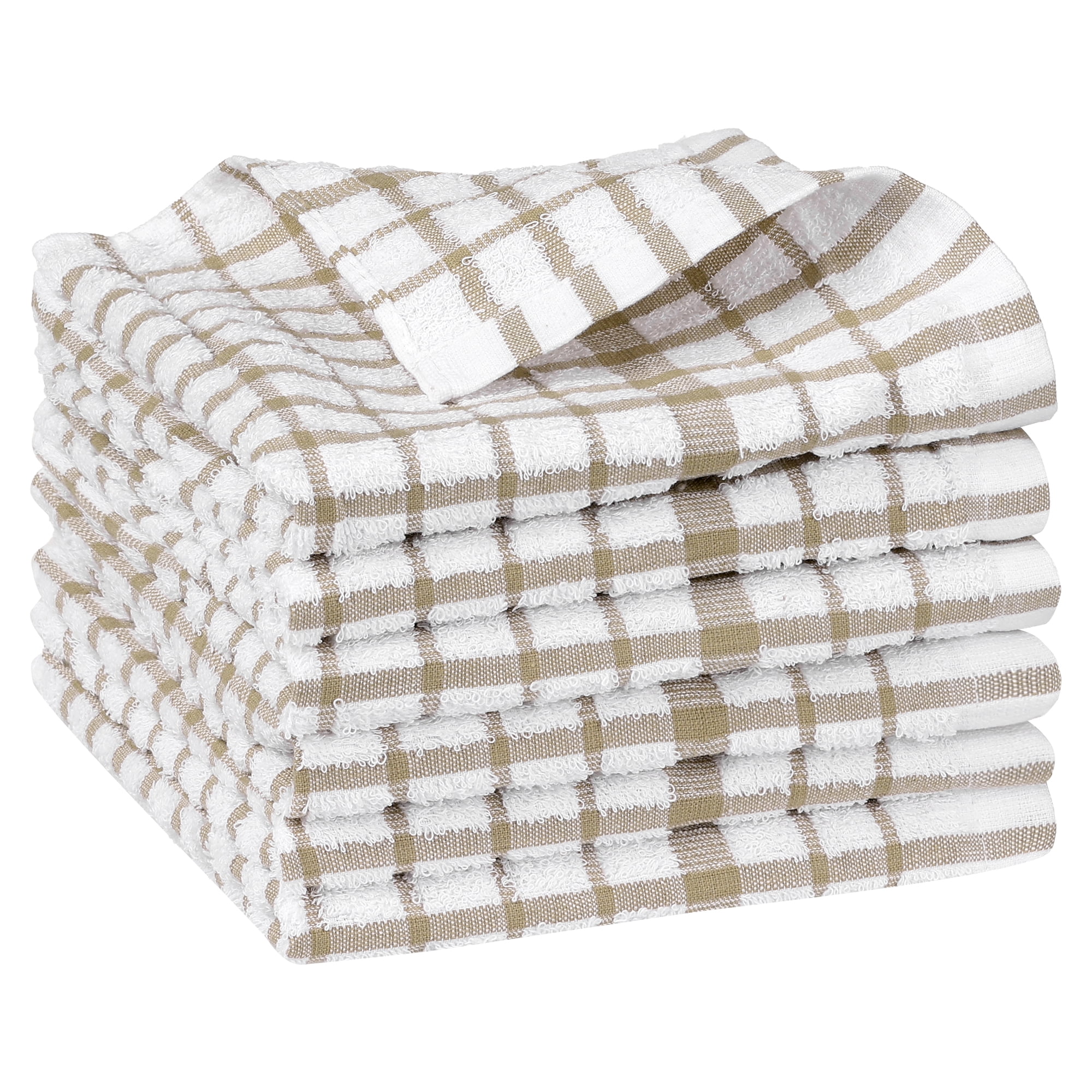 REGALWOVEN Uxcell 100% Cotton Dish Cloths 6 Pack Kitchen Towels, Brown ...