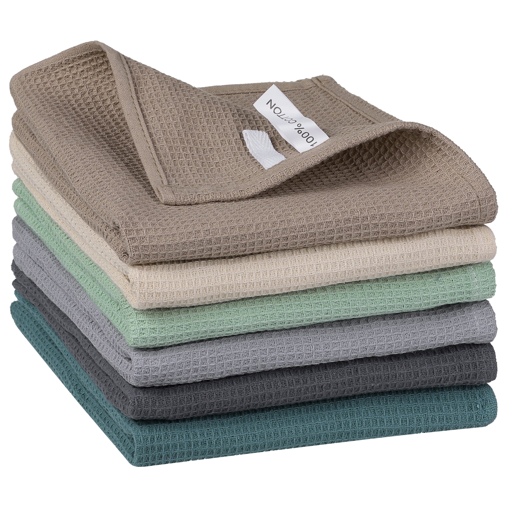 REGALWOVEN Cleaning Rags 6 Pack Cotton Waffle Cleaning Cloths Multi 14 ...