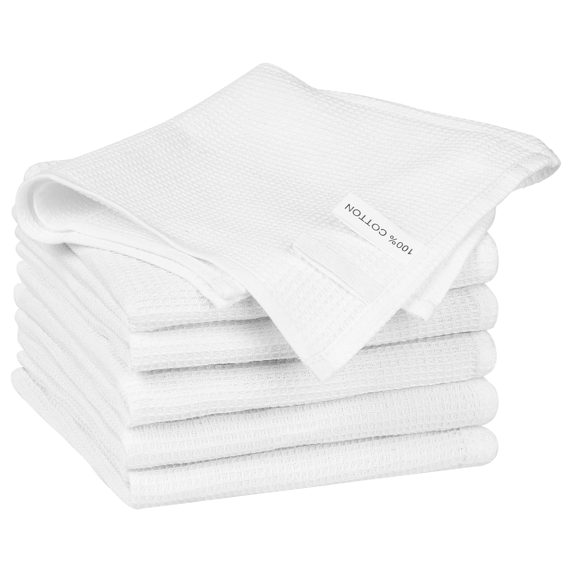 REGALWOVEN Cleaning Rags 6 Pack Cotton Waffle Cleaning Cloths White 14 ...