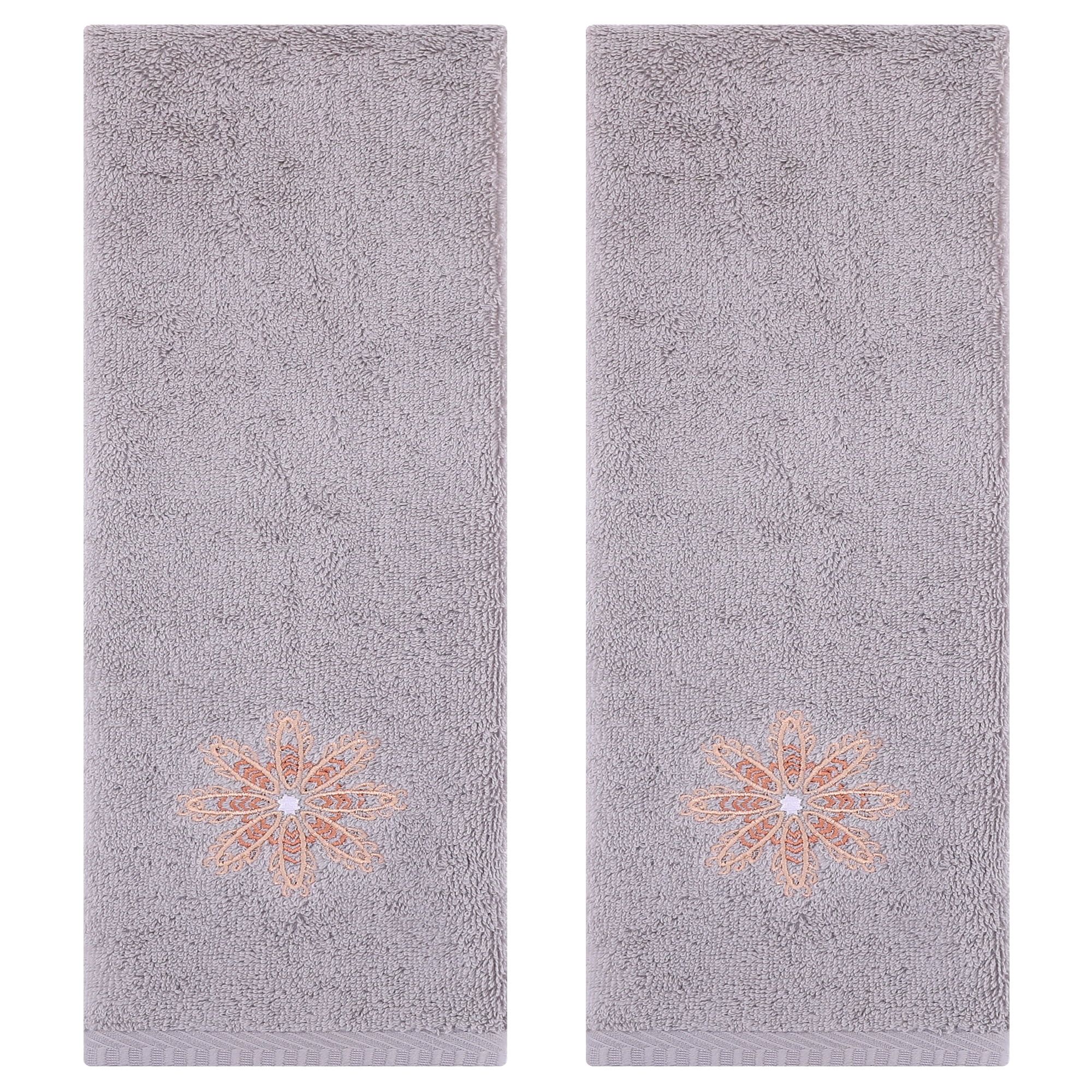 REGALWOVEN Embroidered Floral Pattern Decorative Hand Towels Set of 2 ...