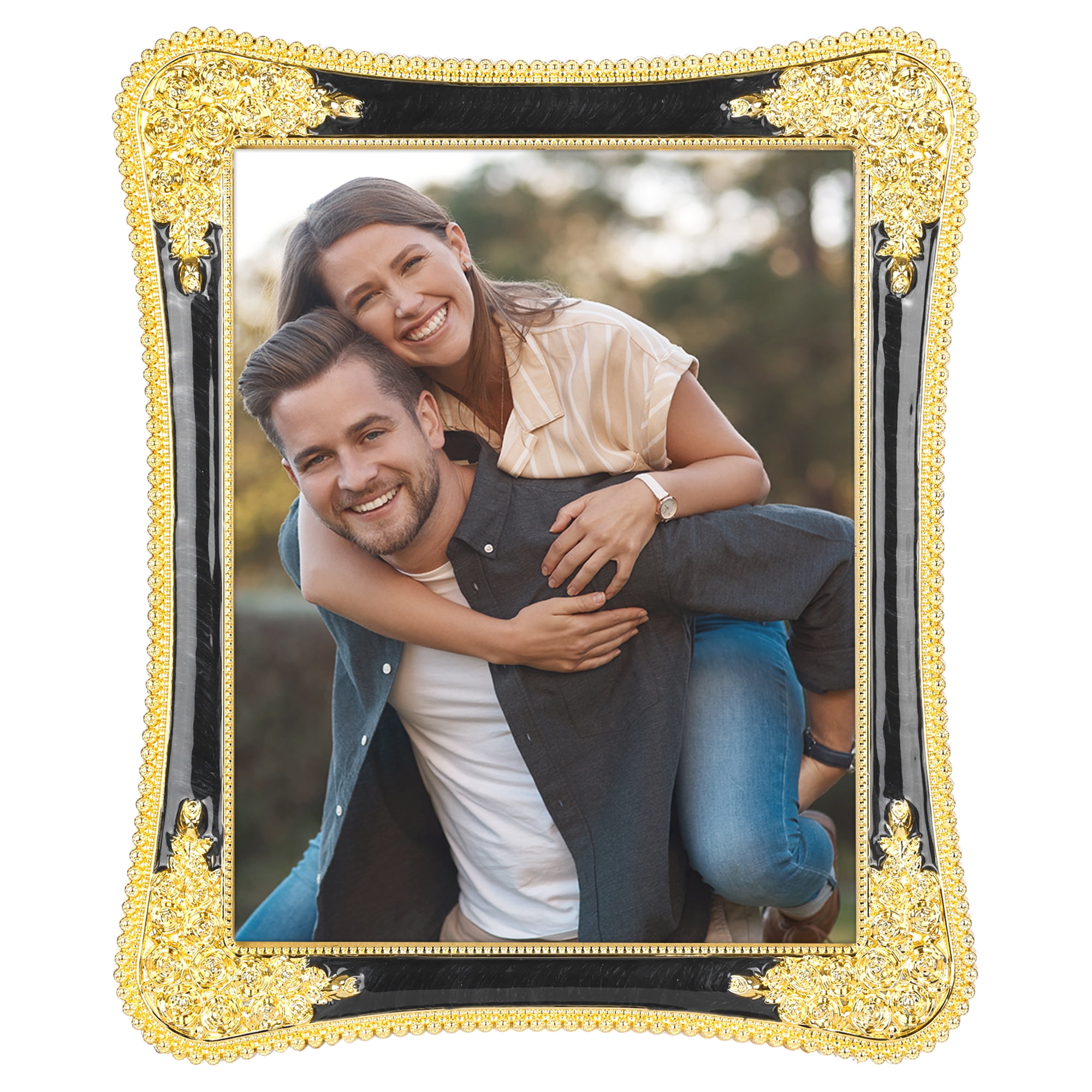 HMETOL Plated Picture Frame with Crystal for Wedding Shiny with Clear ...