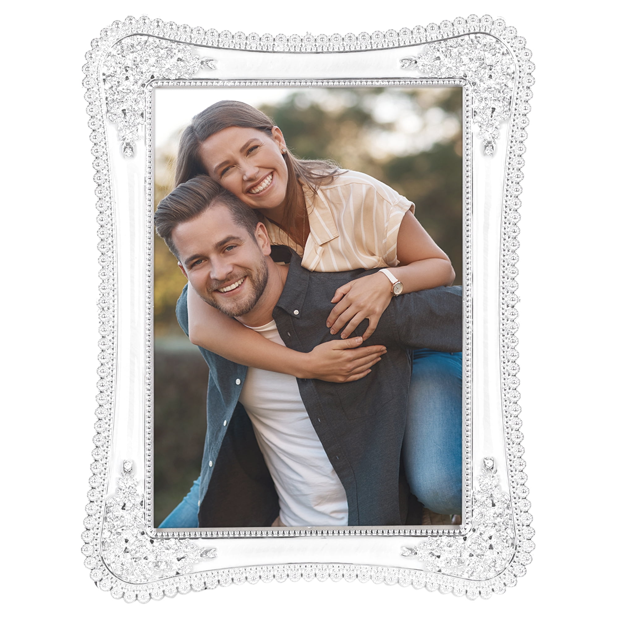 REGALWOVEN Plated Picture Frame with Crystal for Wedding Shiny with ...