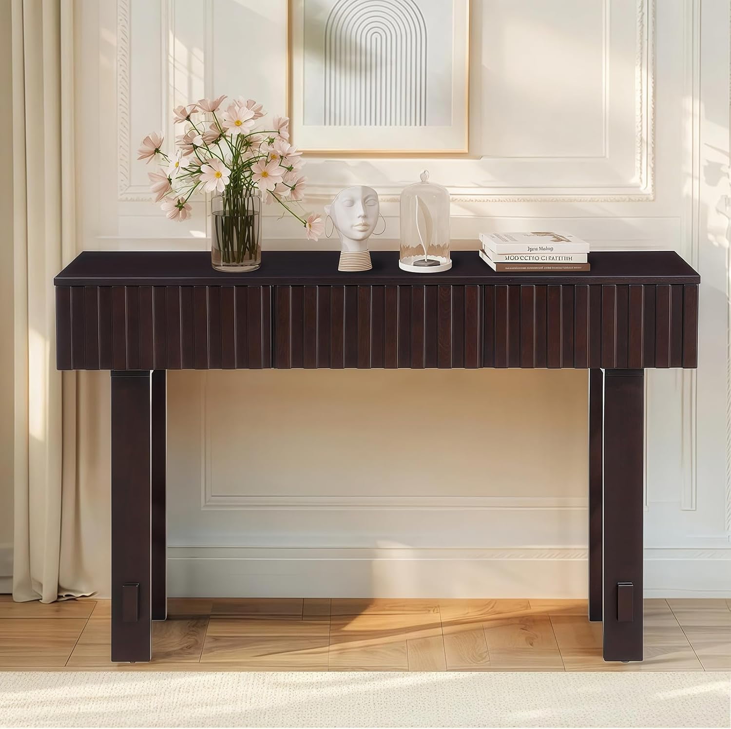 HMFULE 52" Solid Wood Console Table for Entryway, Modern Sofa Table ...