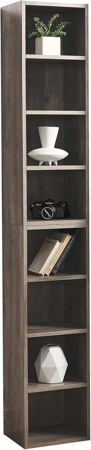 HMFULE 8-Tier Media Tower Rack, Versatile Detachable Bookshelf with ...