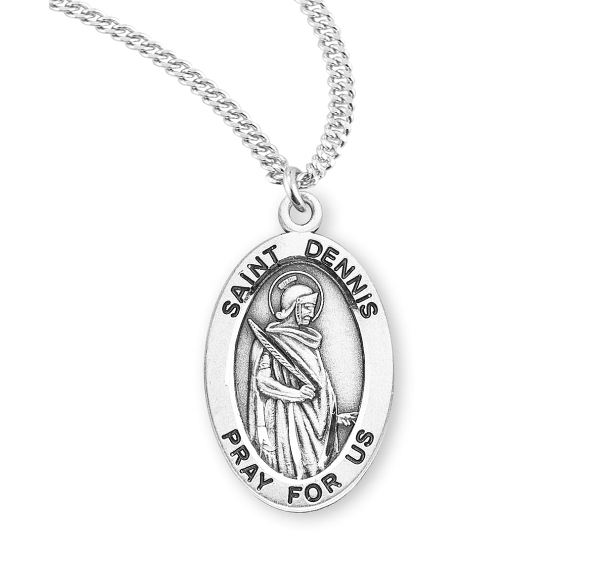 HMH Die Struck Hand Engraved Patron Saint Dennis Oval Sterling Silver ...