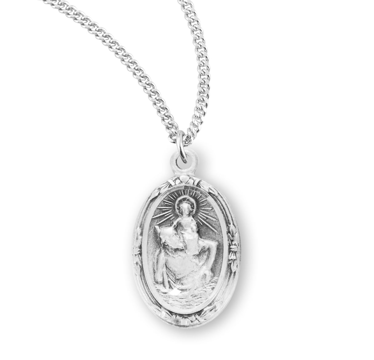 HMH Die Struck Hand Engraved Saint Christopher Oval Sterling Silver ...