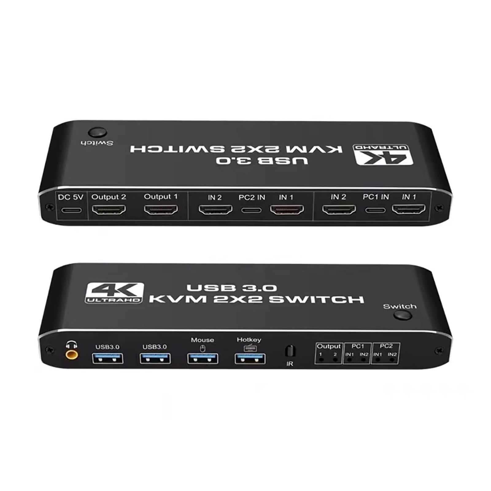 HMI-compatible KVM Switch 4K 60Hz 2 Port Dual Monitor USB 3.0 KVM ...