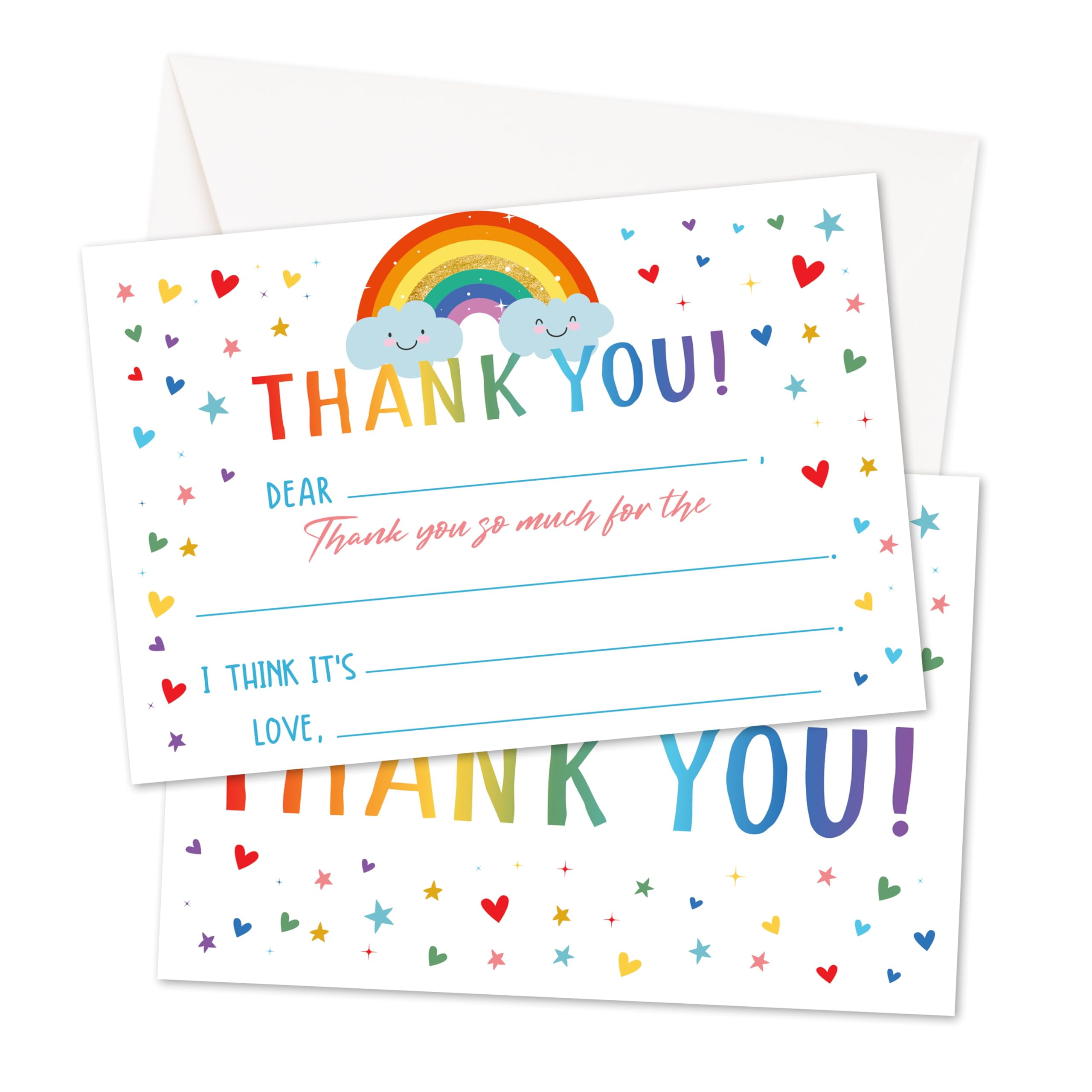 HMJKL Rainbow Thank You Cards Fill In The Blank, Boho Rainbow Thank You ...