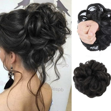 Large Messy Bun Hair Piece Wavy Curly Scrunchies Synthetic Chignon ...