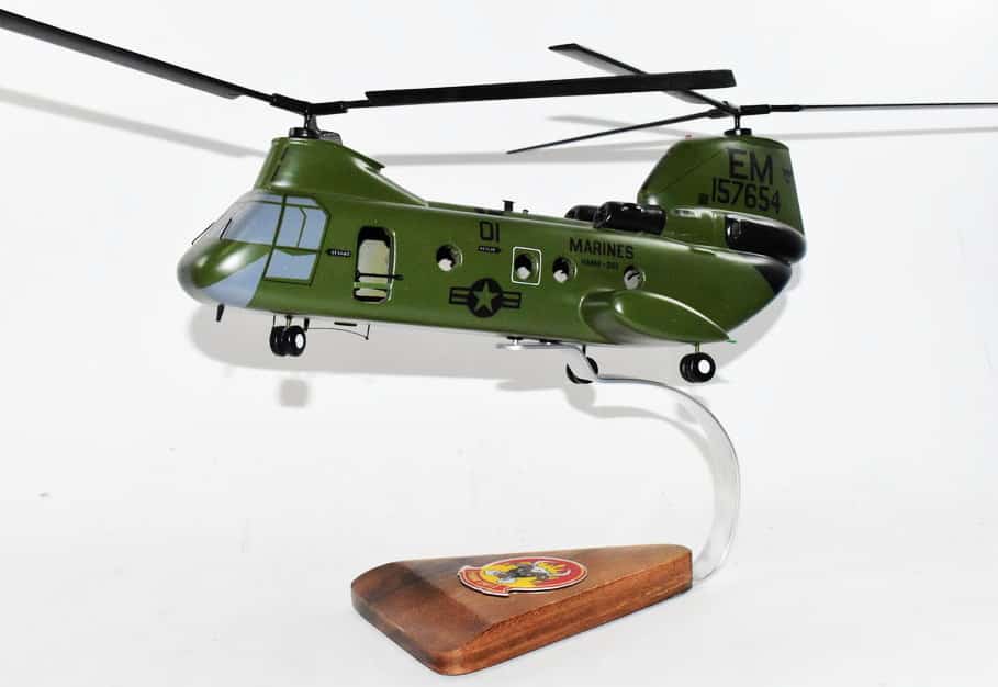 HMM-261 Raging Bulls CH-46 (157654) Model, 1/38 (14") Scale, Mahogany ...