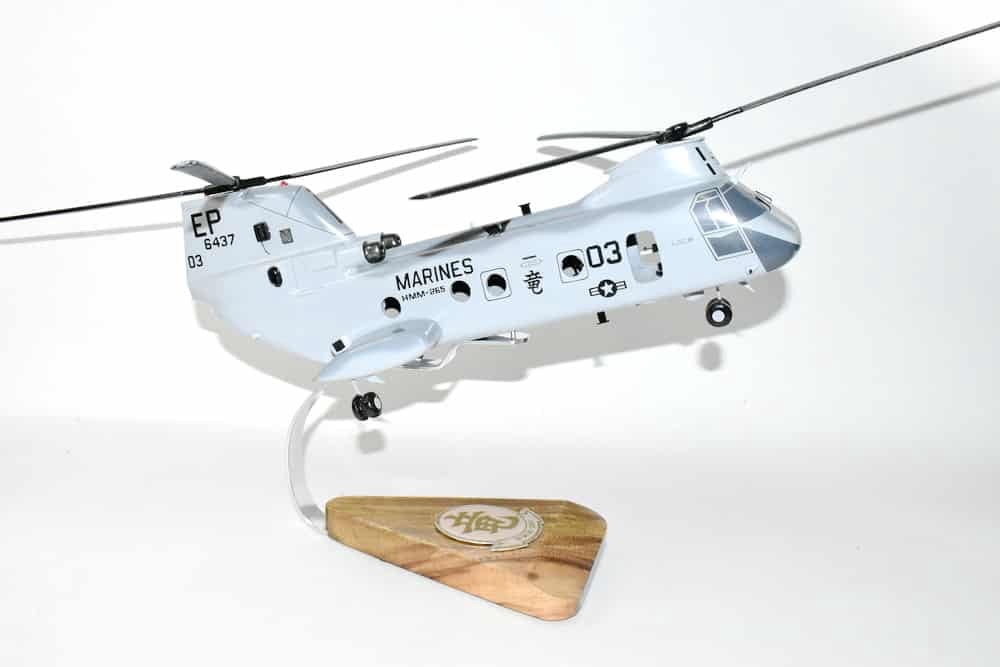 HMM-265 Dragons CH-46 (6437) Model, 1/38 (14") Scale, Mahogany, Phrog ...