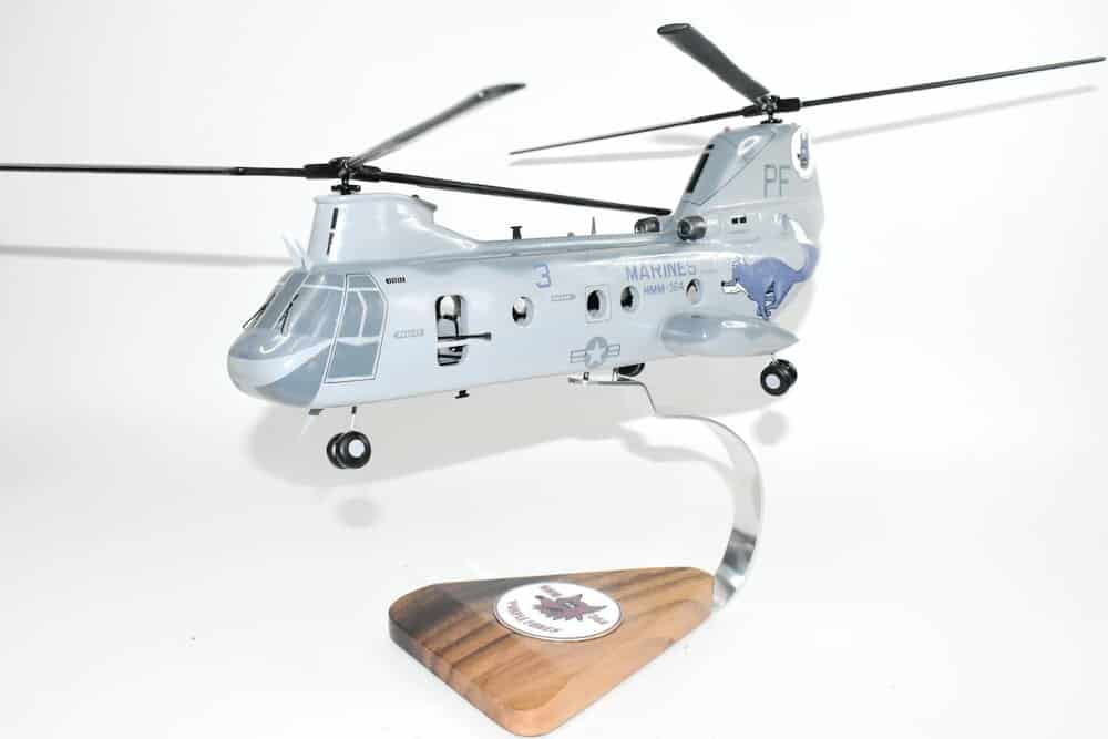 HMM-364 Purple Foxes CH-46 (2012) Model, 1/38 (14") Scale, Mahogany ...