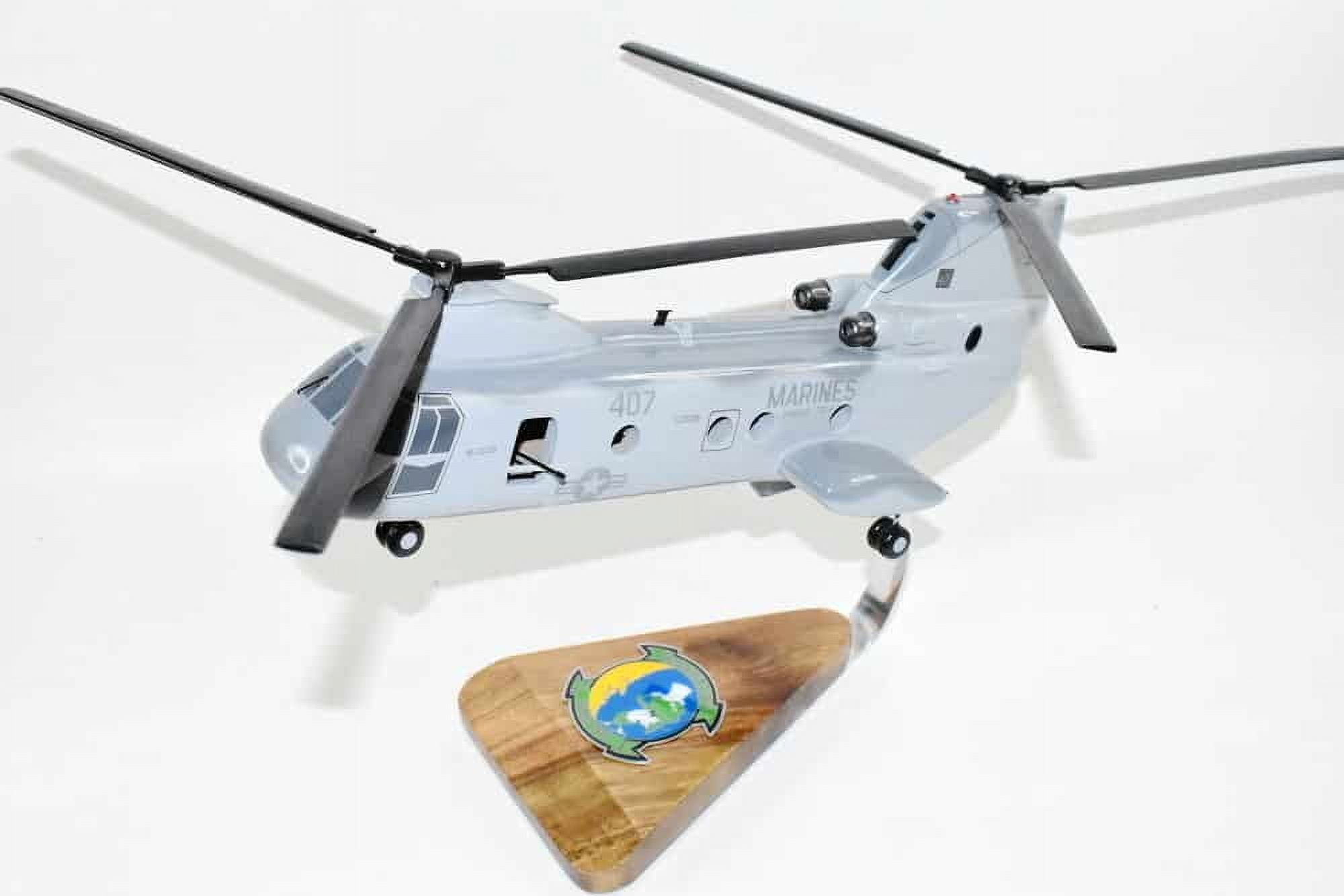 HMM-764 Moonlighters CH-46 Model, 1/38 (14") Scale, Mahogany, Phrog ...