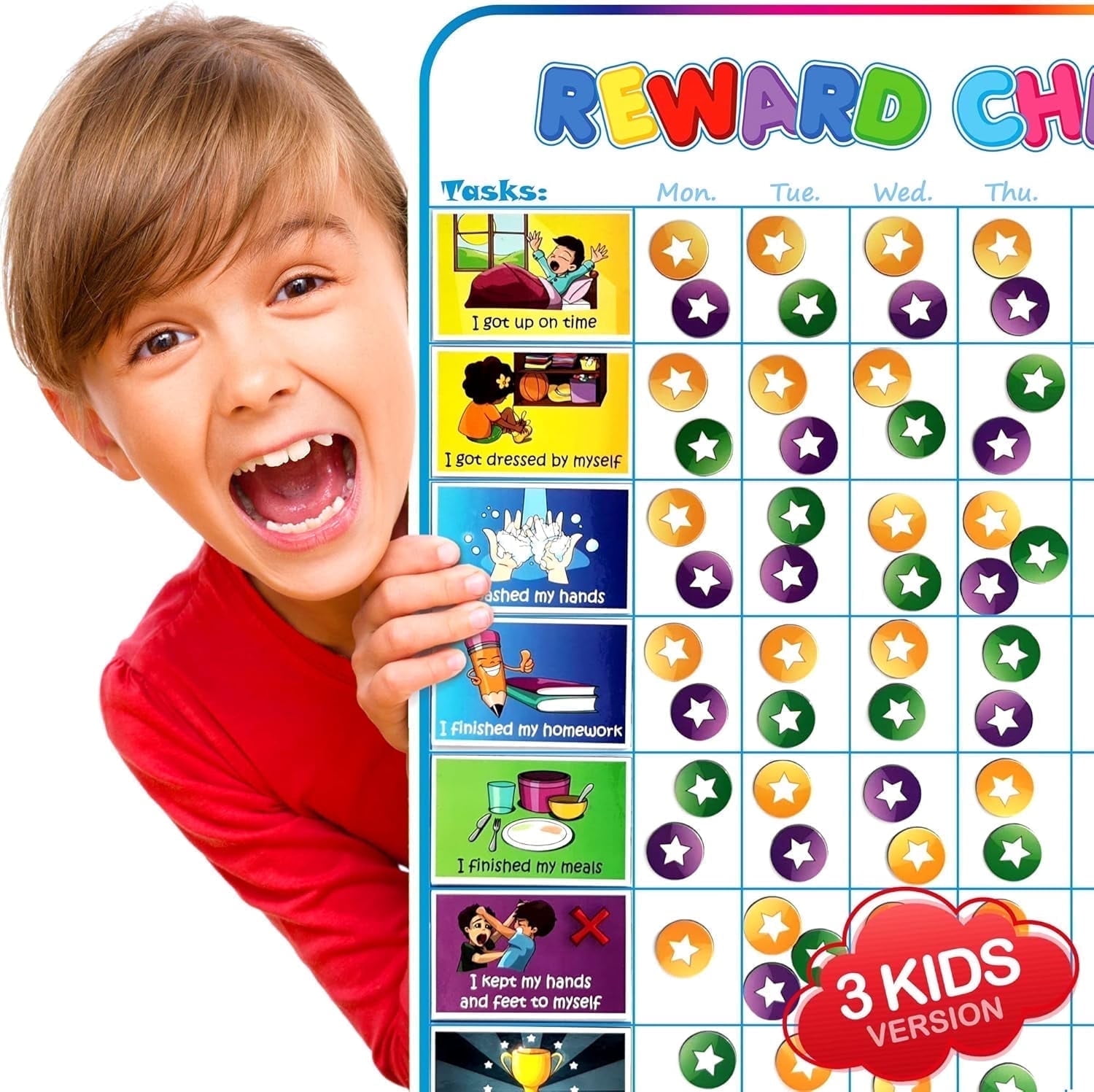 HMMAGNETS Magnetic Reward Chart for Kids, 1–3 Child Chore Chart ...