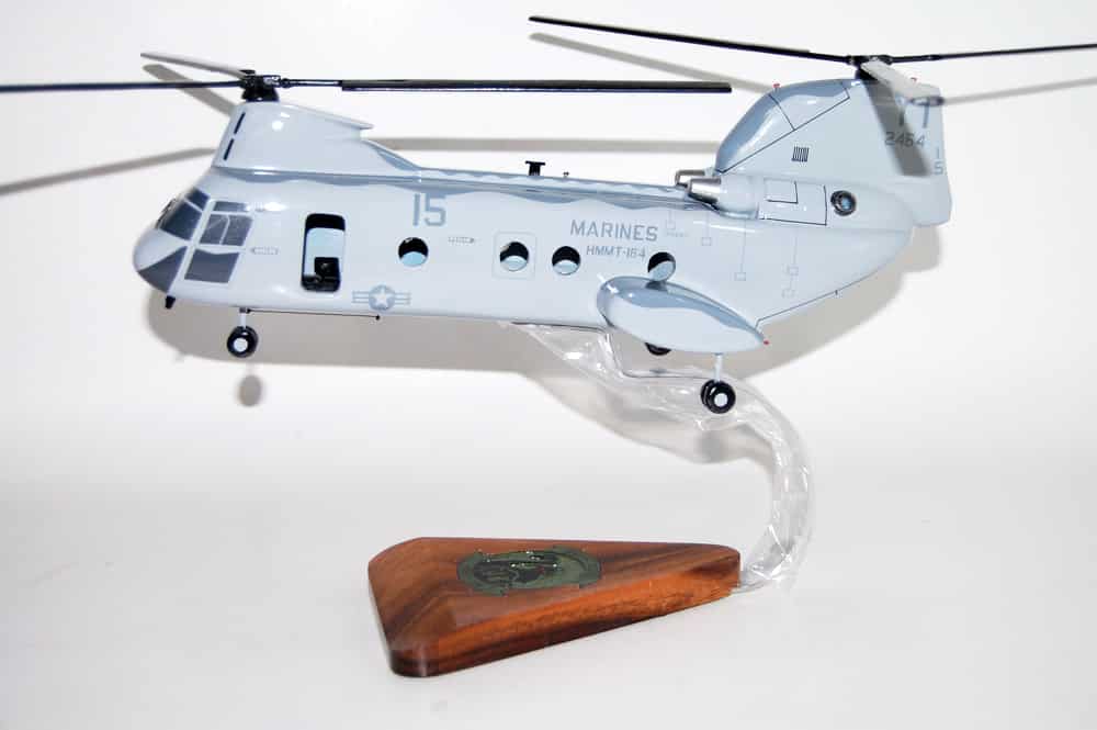 HMMT-164 Knightriders (2464) CH-46 Model, 1/38 (14") Scale, Mahogany ...