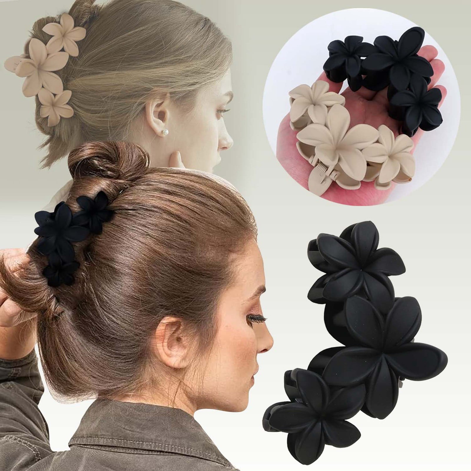 HMOONORY 3 Flower Frosted Petal Hair Clips European and Retro Hair ...