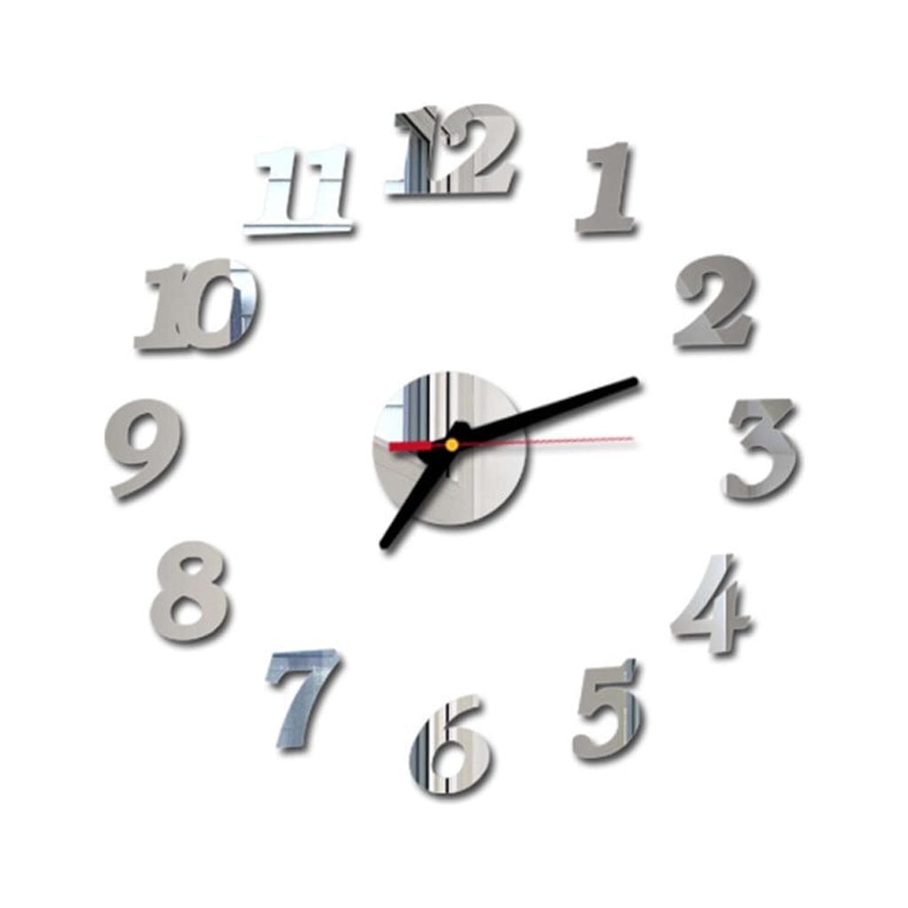 HMOONORY 3D Diy Roman Numbers Acrylic Mirror Wall Sticker Clock Home ...