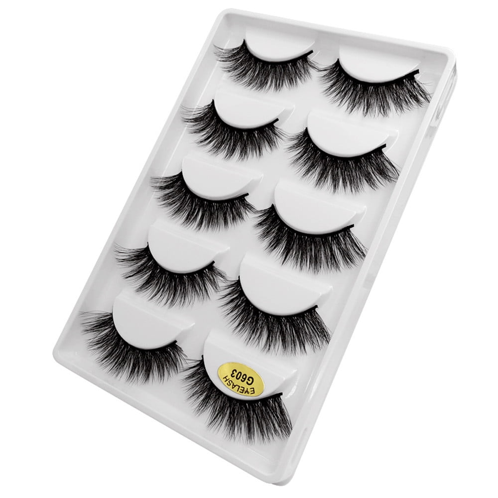 HMOONORY 5 Pair 3D Natural Thick False Eyelashes Eye Lashes Makeup ...