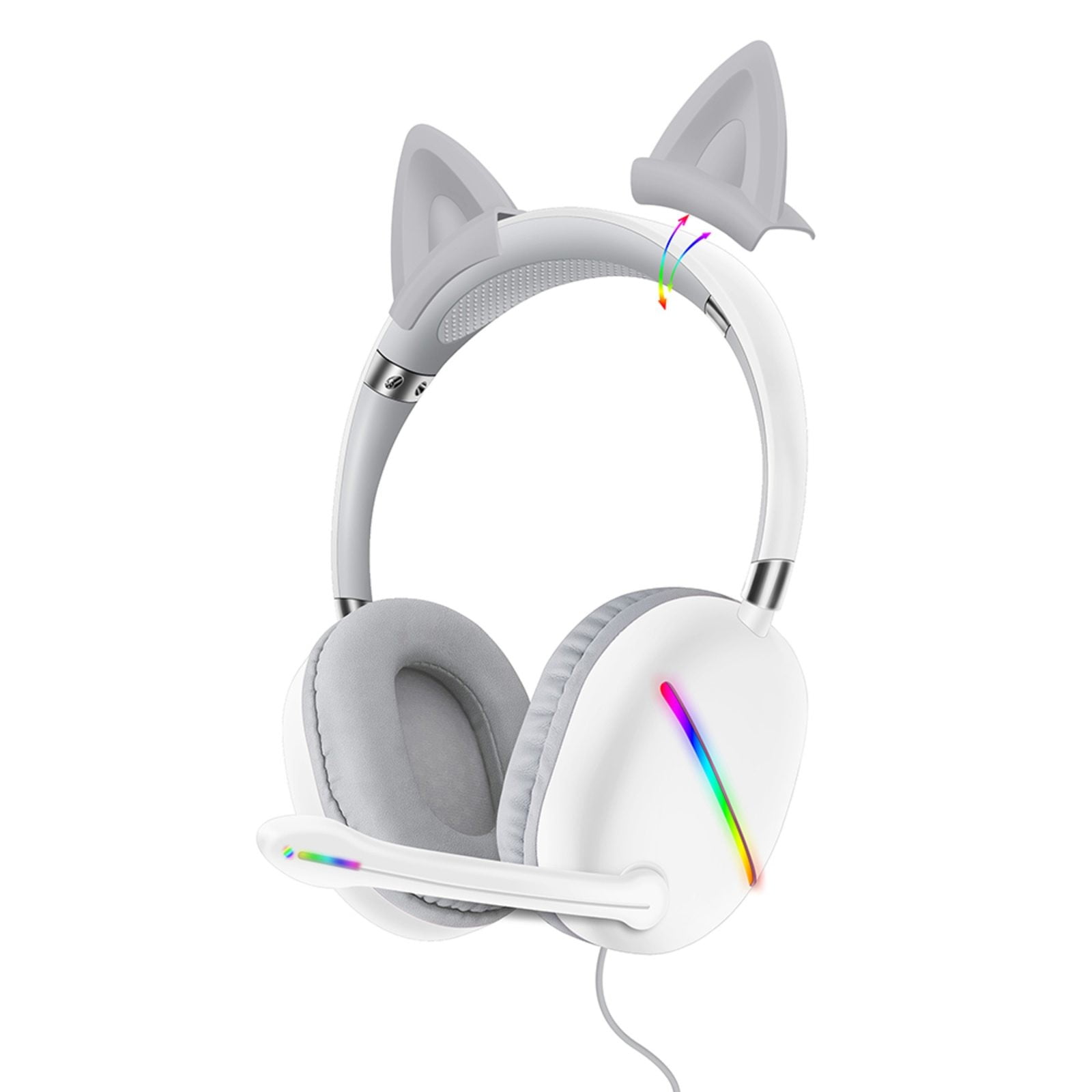 HMOONORY Cat Ear Headphones 7.1 Gaming Headset Wired with Microphone ...
