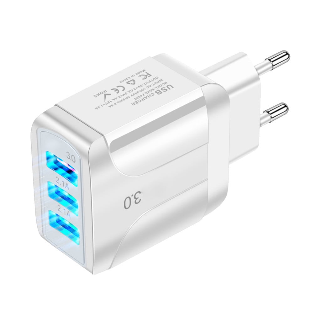 HMOONORY Eu Qc 3.0 Quick Charger 3A Usb Plug Three Power Ports Travel ...