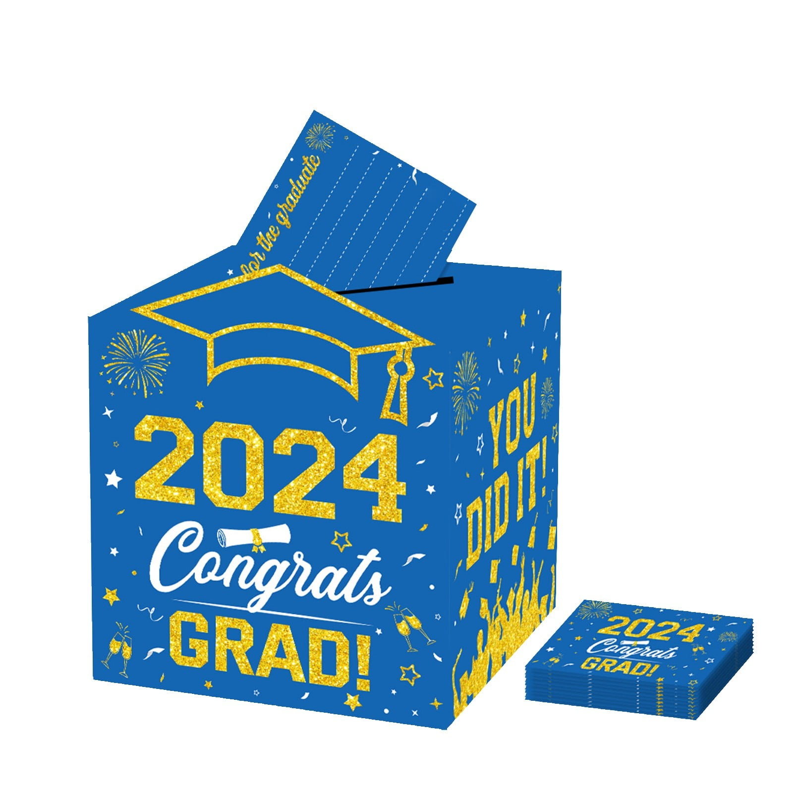 HMOONORY Foldable Cardboard Graduation Card Box with 30 Cards for ...