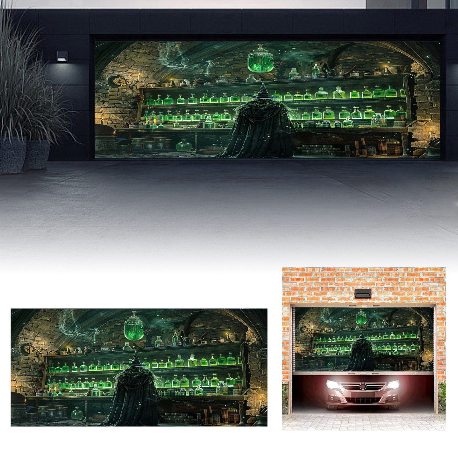 HMOONORY Halloween Decorations Happy Background Party Lab Witch Photography Garage Background ...