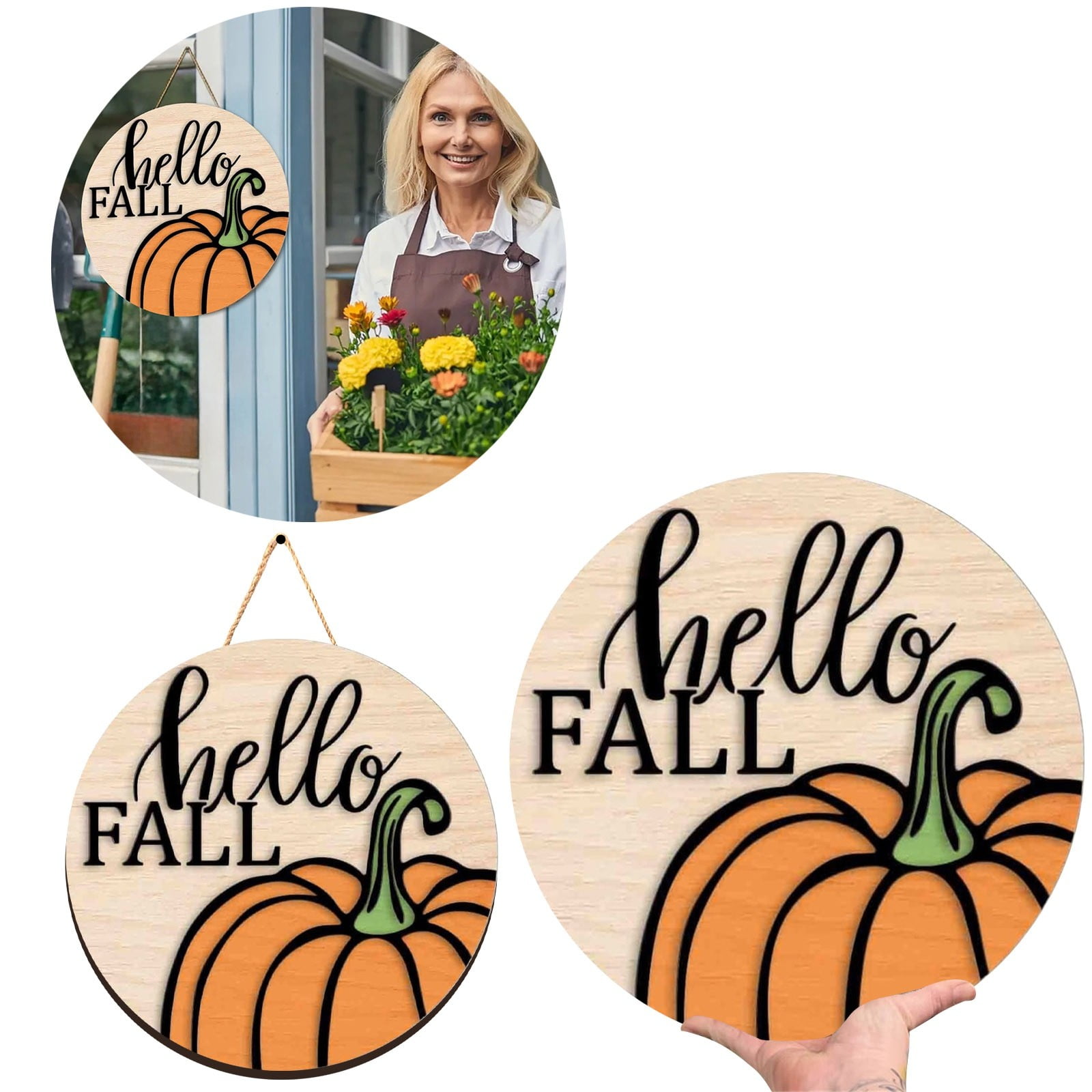 HMOONORY Halloween Decorations Pumpkin Decorations Front Door Sign ...