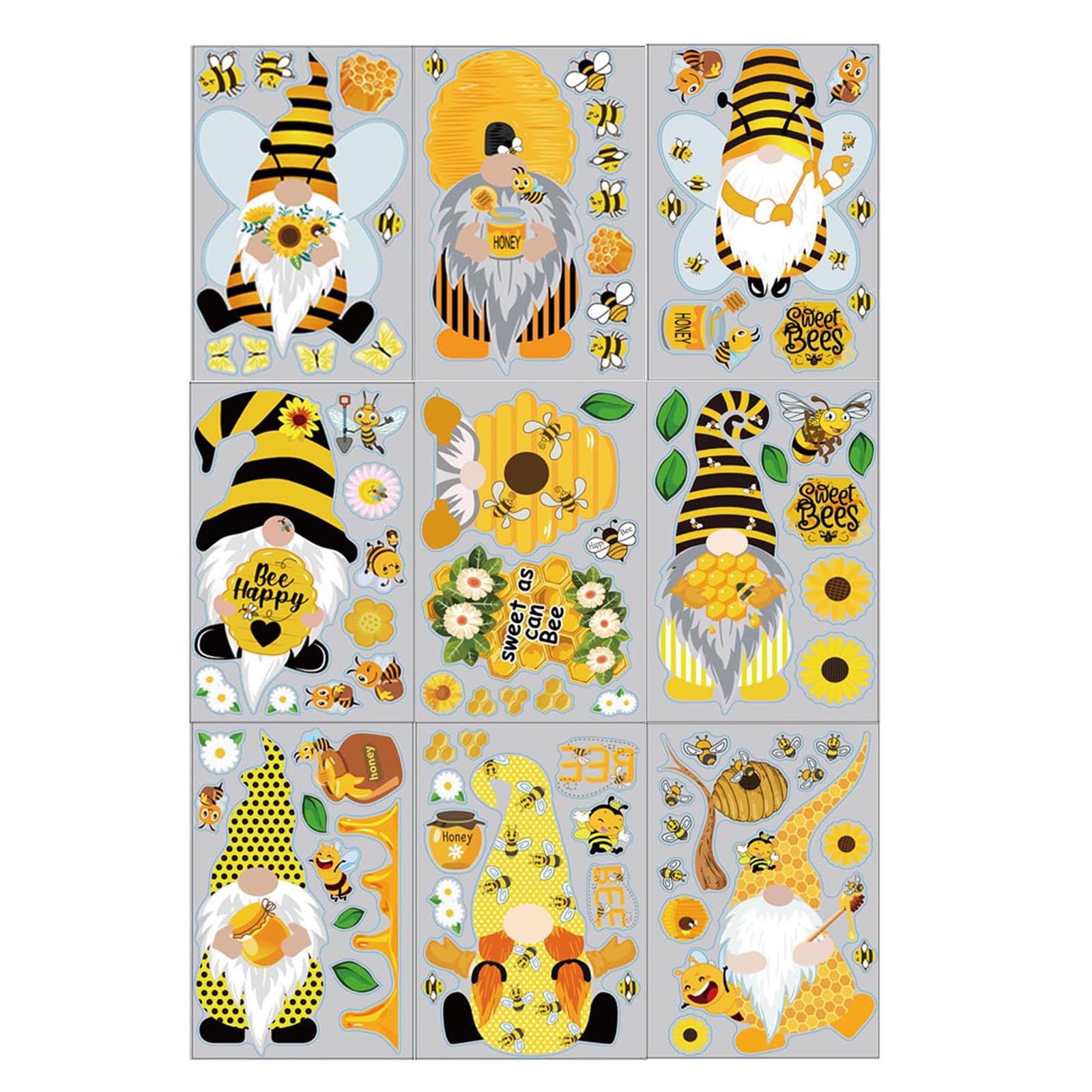 HMOONORY Static Window Wall Sticker Decals for Summer Bee Themed ...
